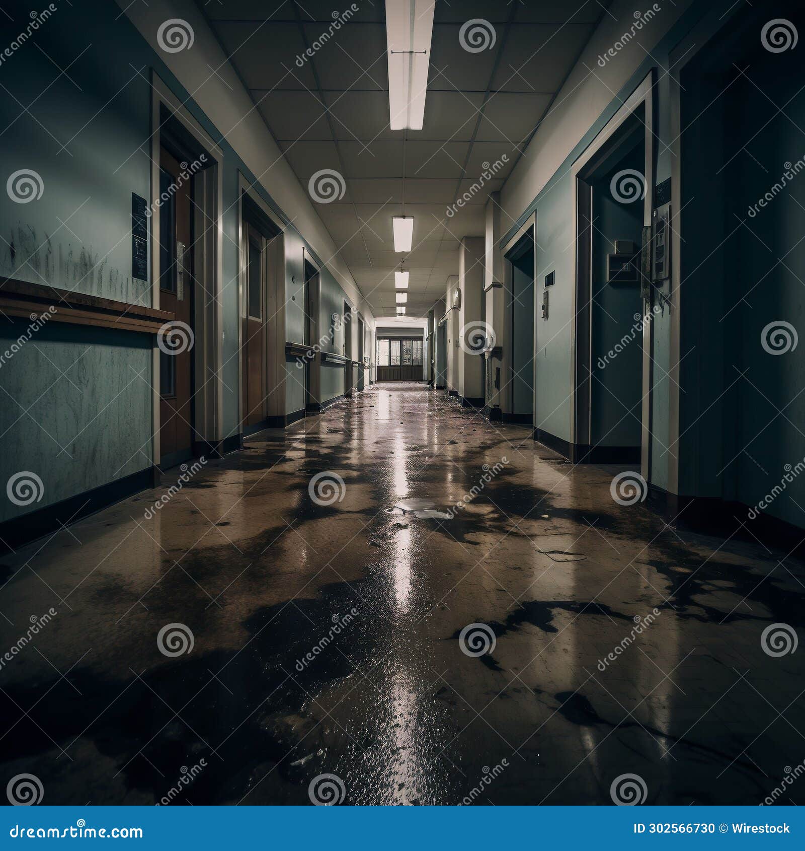 Dimly Lit Hospital Hallway with an Eerie Atmosphere. AI-generated Stock ...