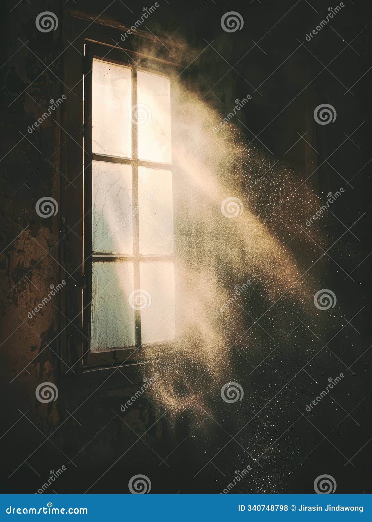 Dimly Lit Room with Light Streaming through Window Stock Illustration ...