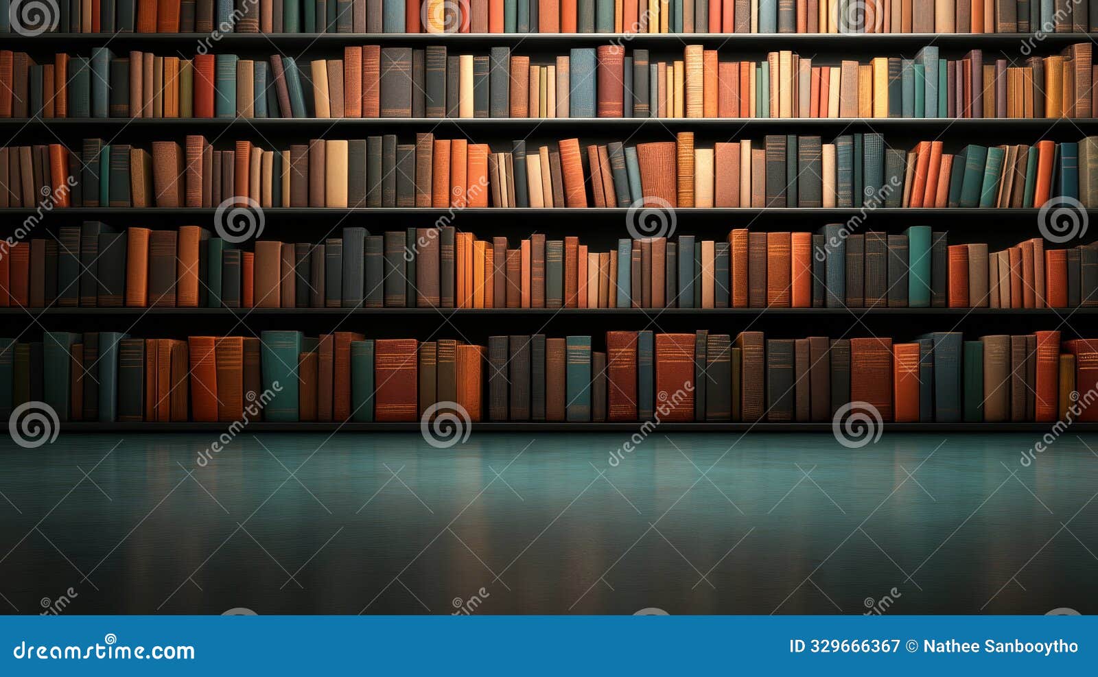 Dimly Lit Library with Packed Bookshelves Stock Illustration ...