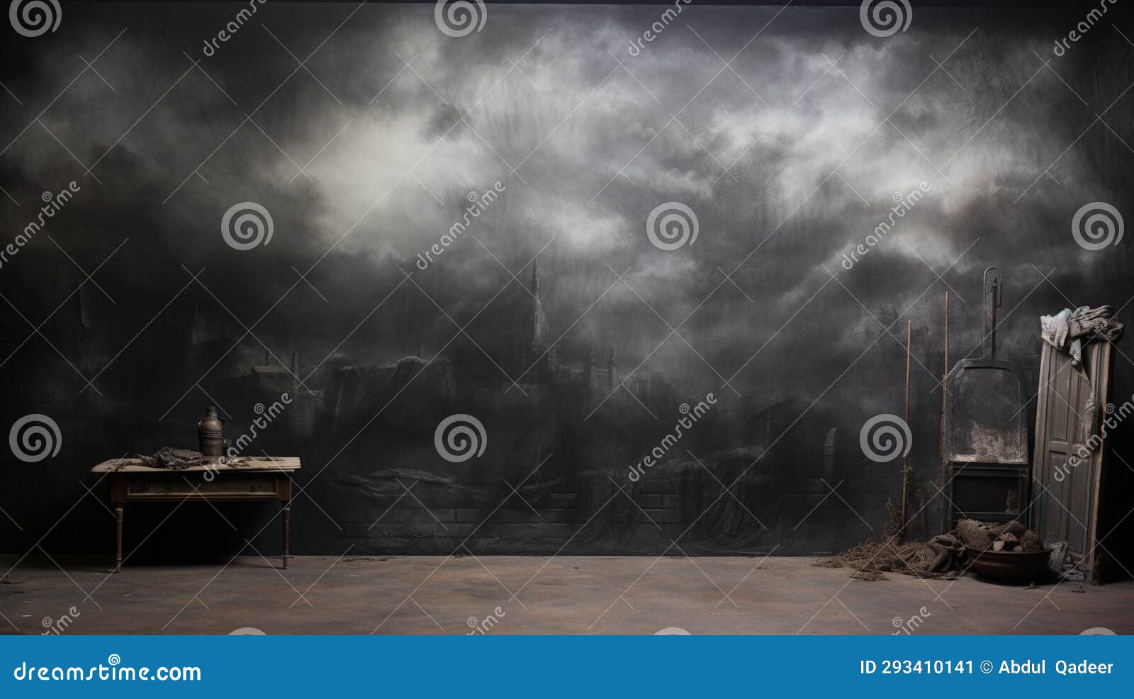 A Dimly Lit, Moody Studio Background In Deep Charcoal Tones. Stock ...