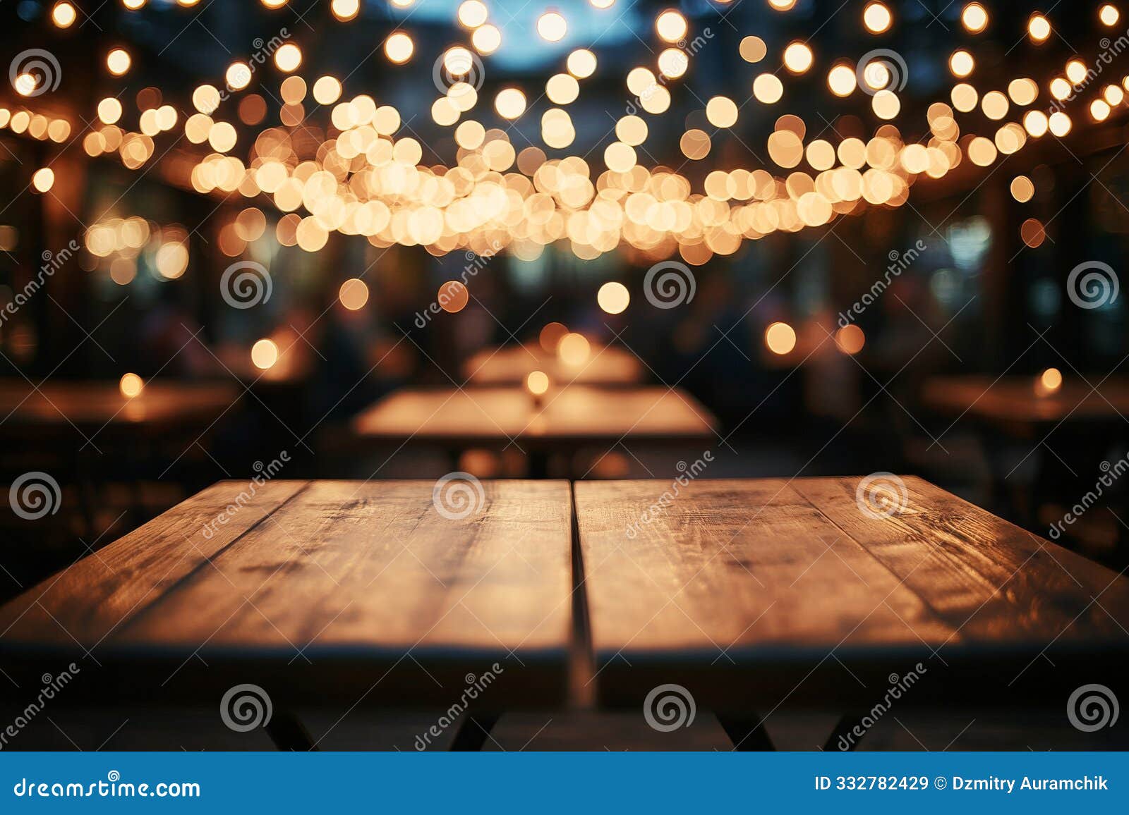 In a Dimly Lit Restaurant Cafe, Wooden Tables and Chairs are Placed on ...