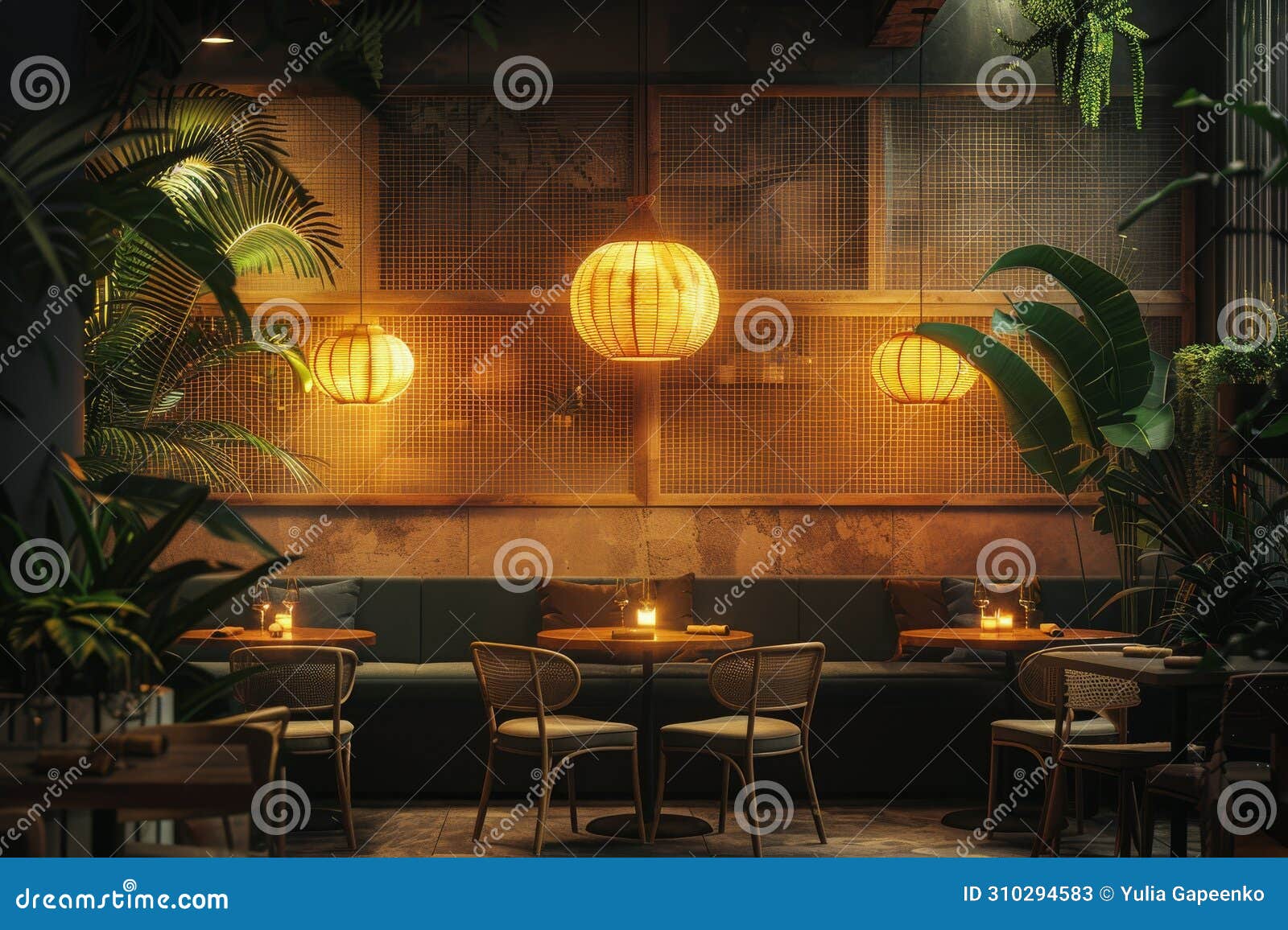 Dimly Lit Restaurant with Tables and Chairs Stock Image - Image of ...