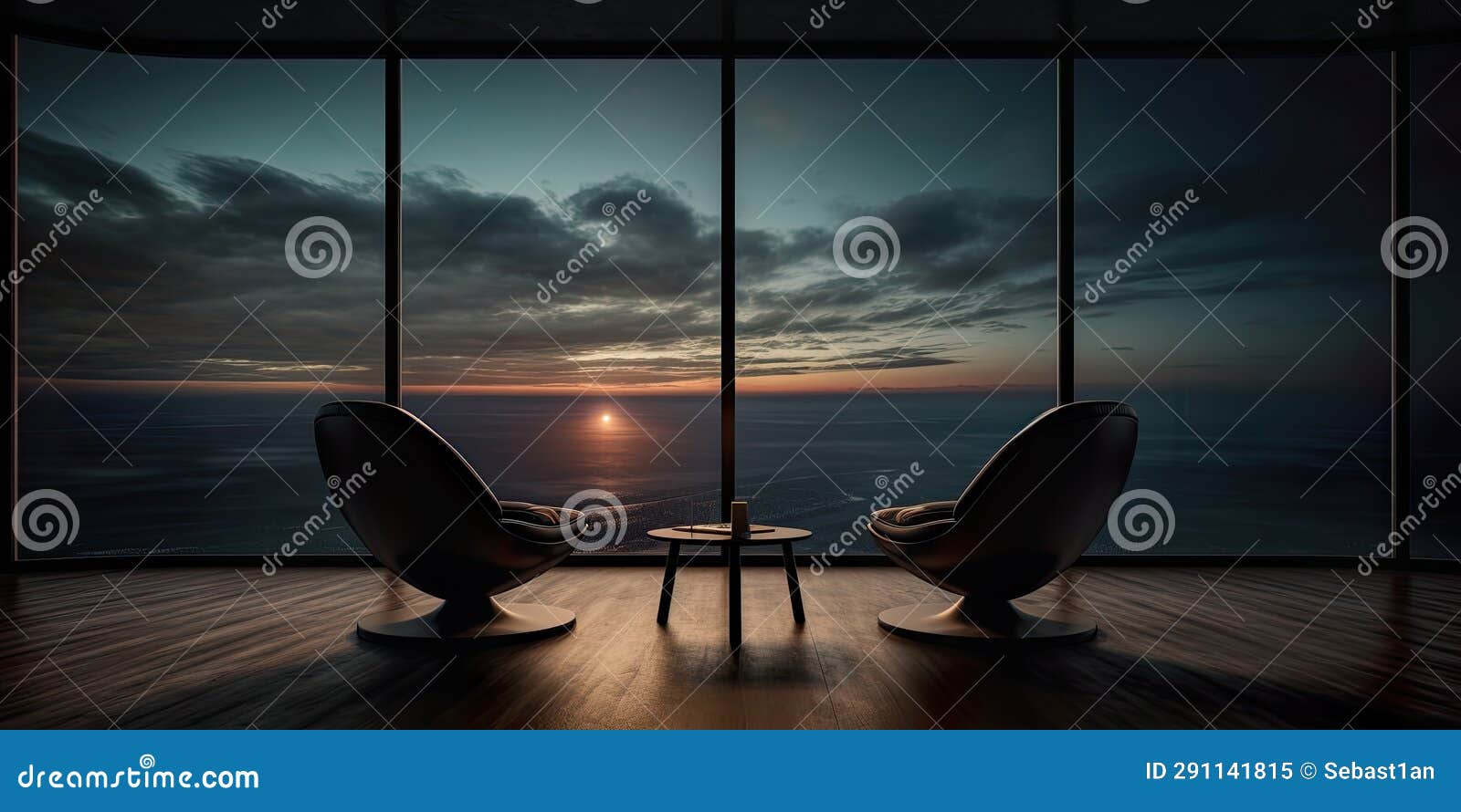 A Cinematic Atmosphere in a Shadowy Room with Two Directorial Chairs, a ...