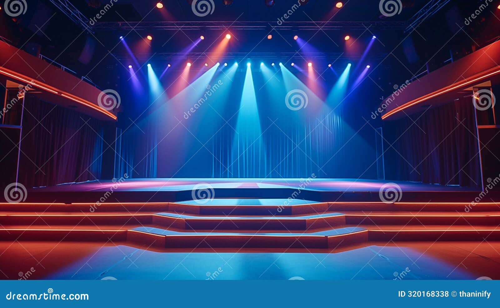 A Dimly Lit Stage with a Stage and Stage Lighting Stock Illustration ...
