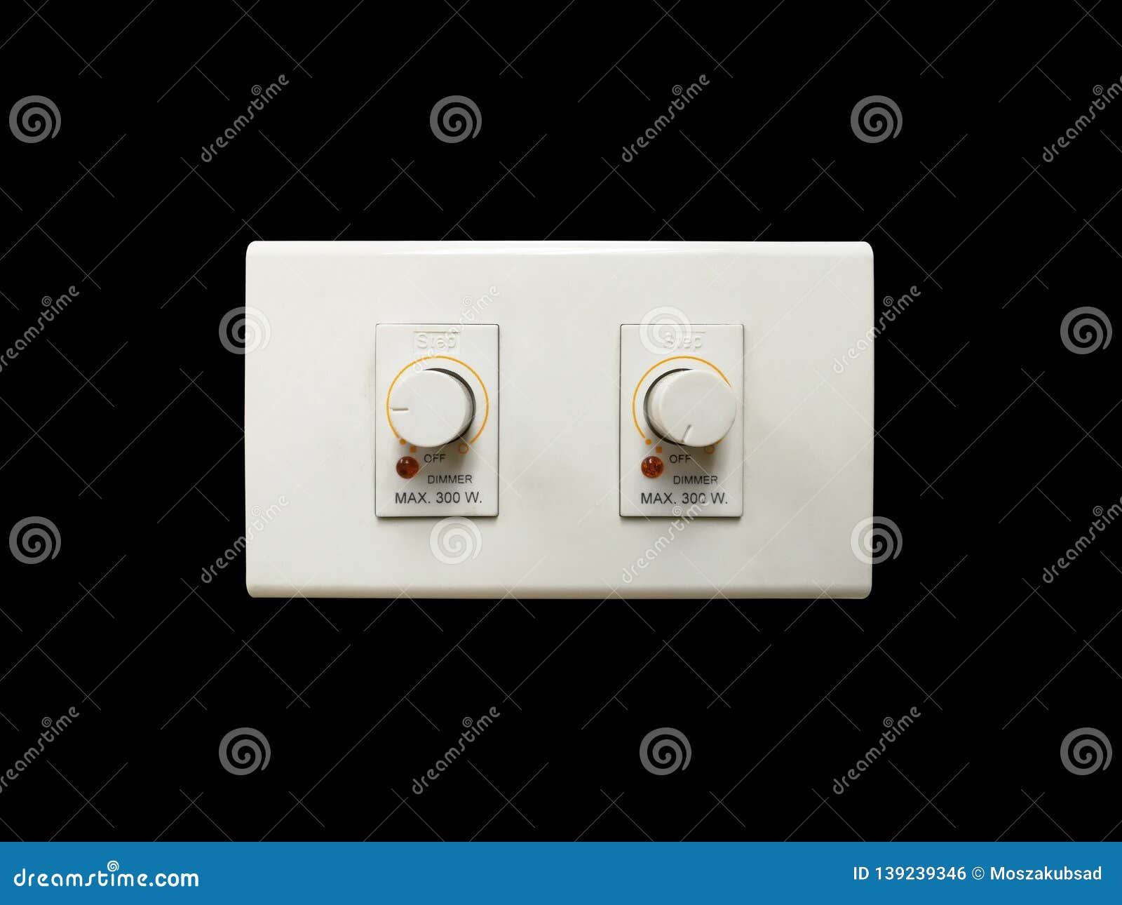 Dimmer Switch on Black Background Stock Photo - Image of button ...