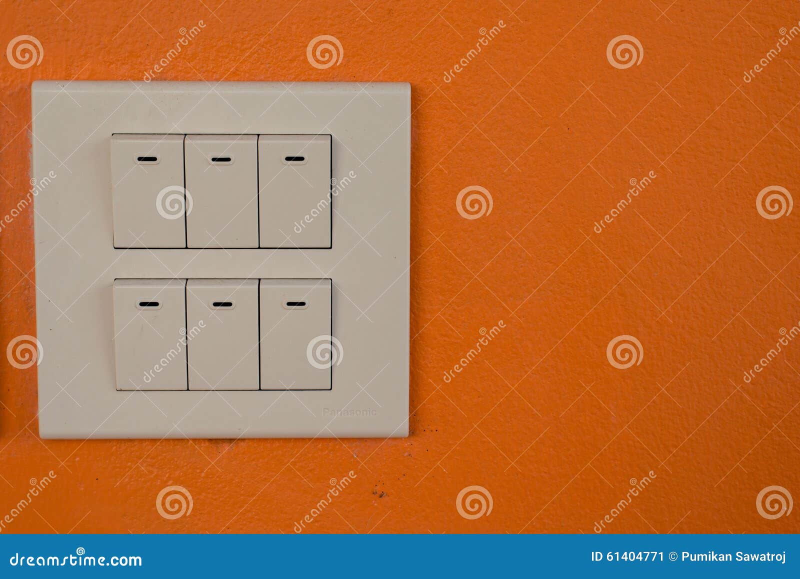 Dimmer Switch and Light Switch on Switchboard.over Wall Stock Image ...