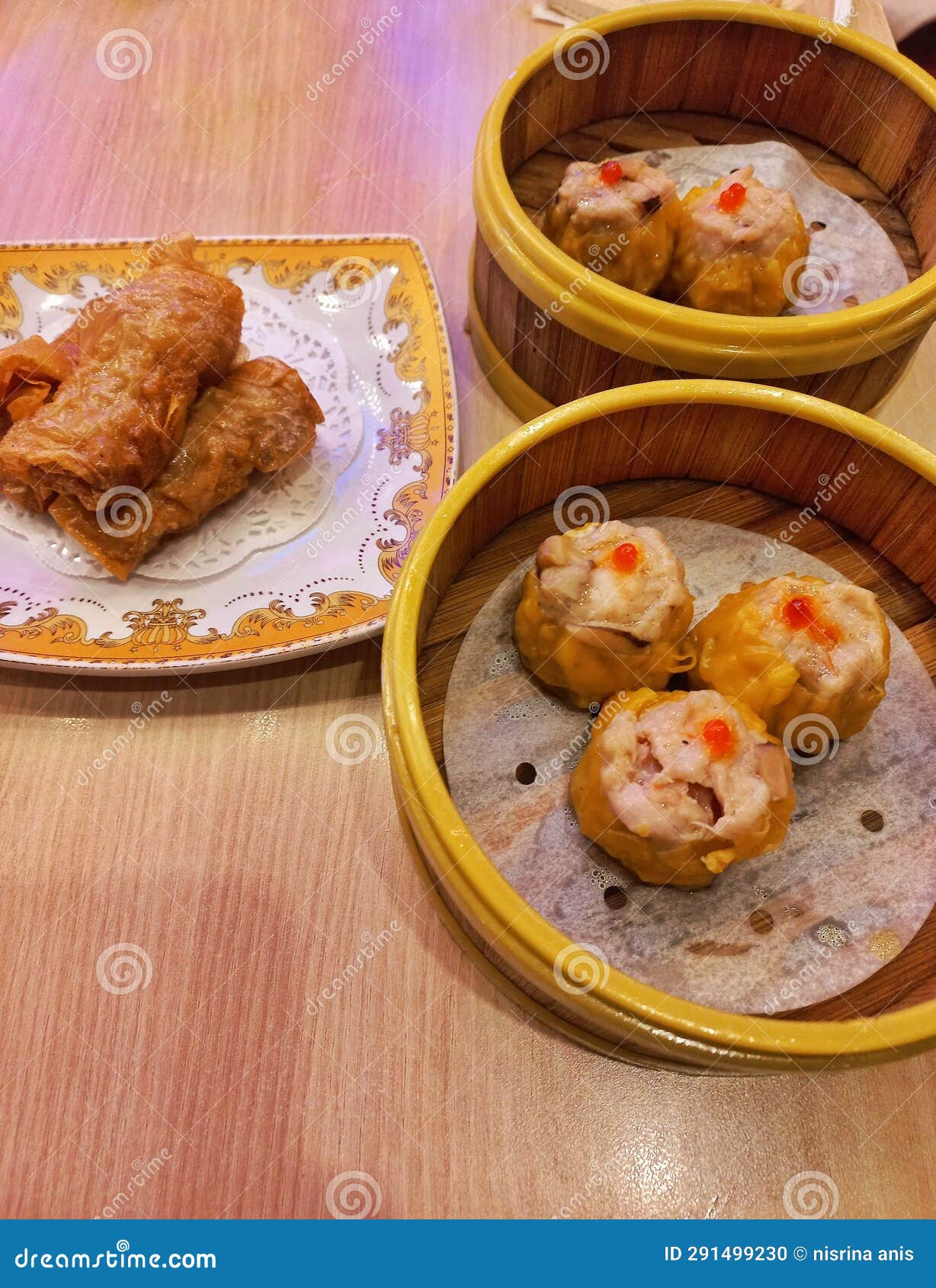 Dimsum and Prawn Spring Rolls Stock Photo - Image of table, dimsum ...