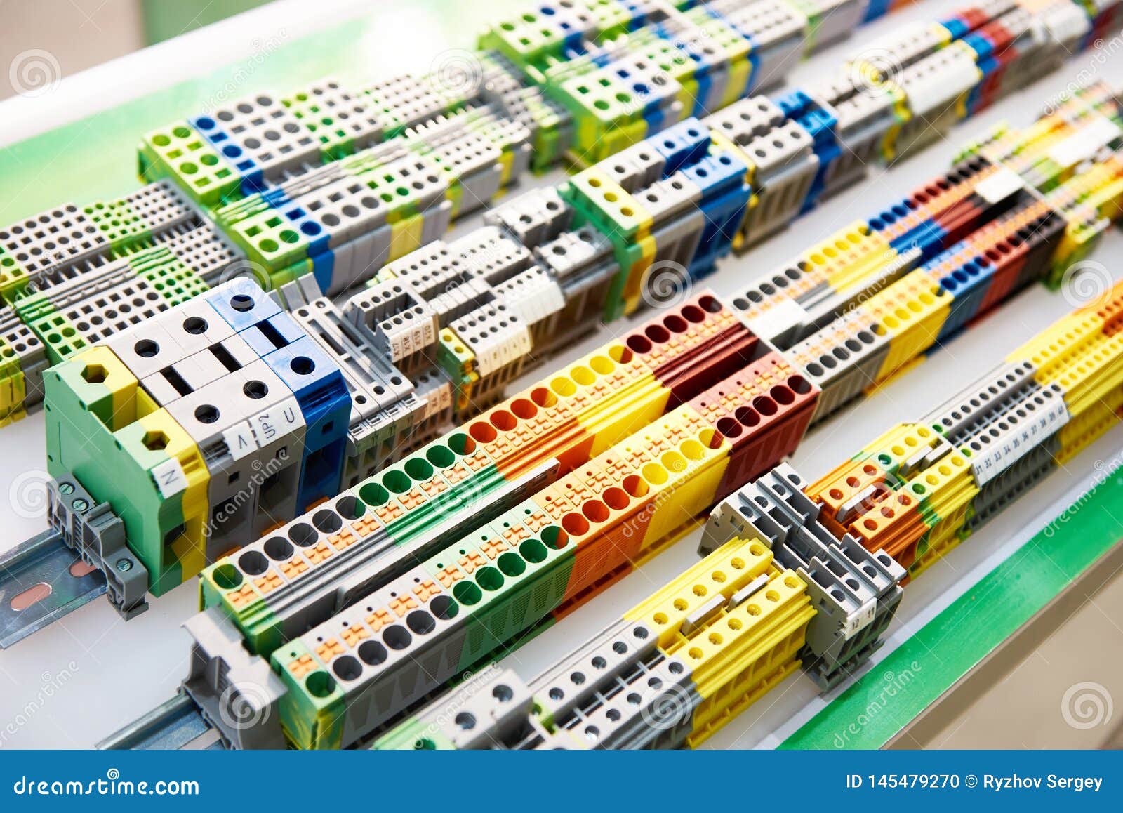 Screw DIN Rail Terminal Block Wire Connector Stock Photo ...