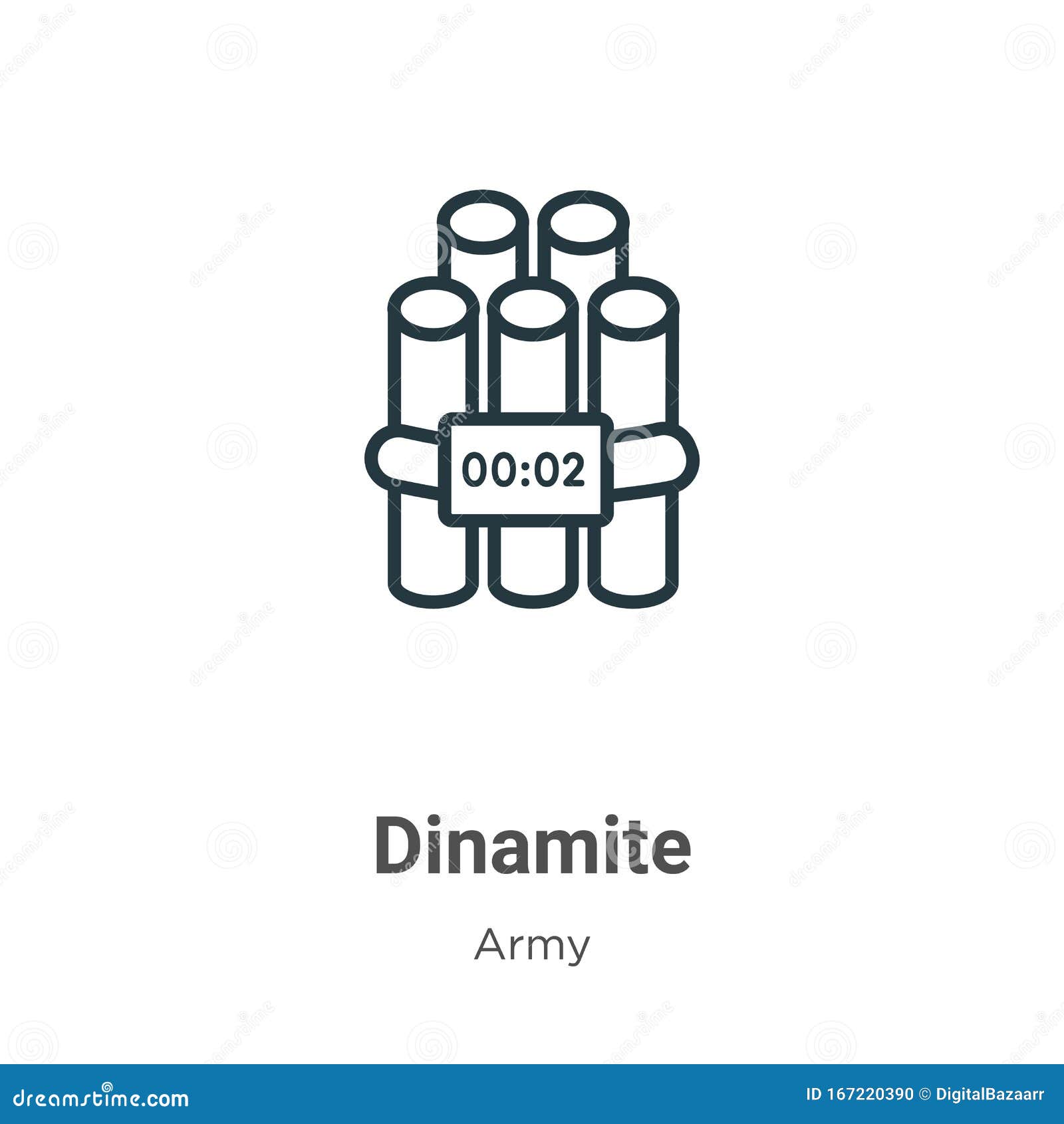 Dinamite Outline Vector Icon. Thin Line Black Dinamite Icon, Flat ...