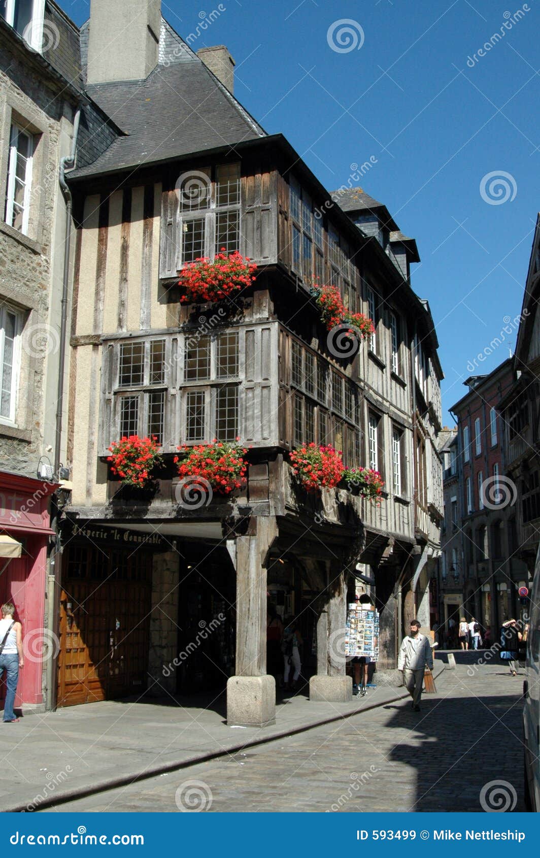 Dinan France stock image. Image of hanging, towns, tudor - 593499
