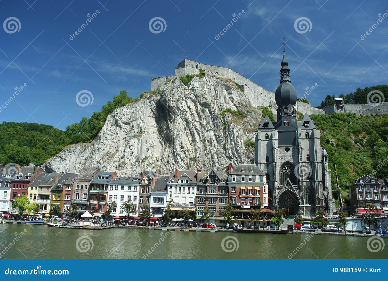 Dinant stock image. Image of church, city, dwellings, fortified - 988159