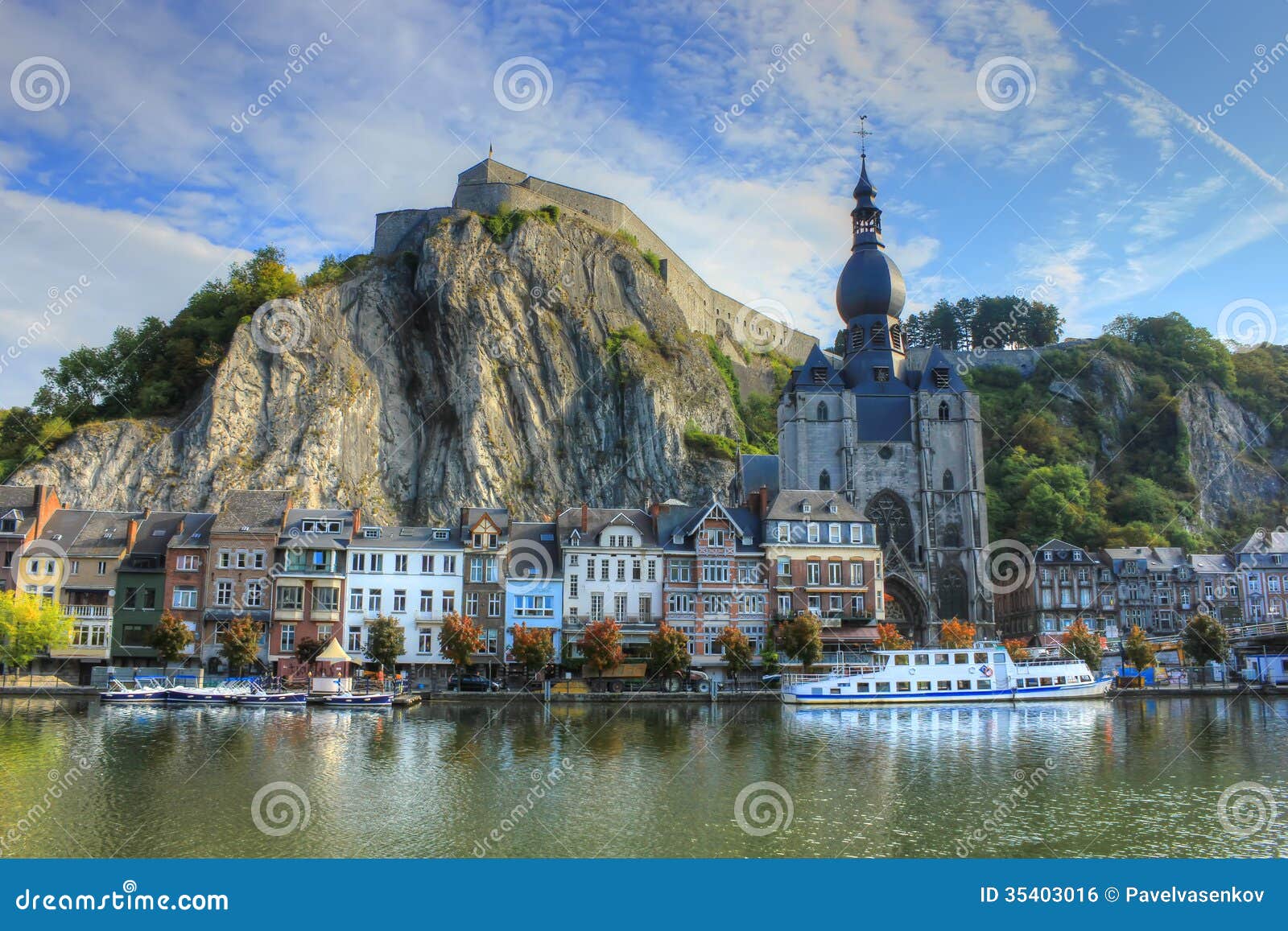 Dinant, Belgium stock photo. Image of rock, boat, colourful - 35403016