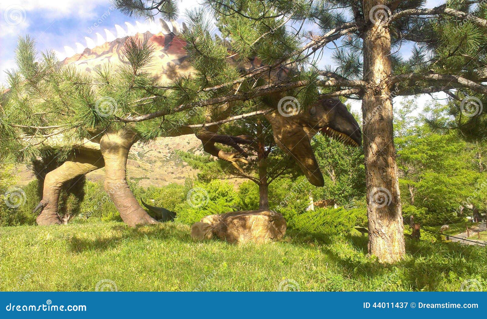 Dinasaur Hiding Behind Tree Editorial Photography - Image of dino, tree ...