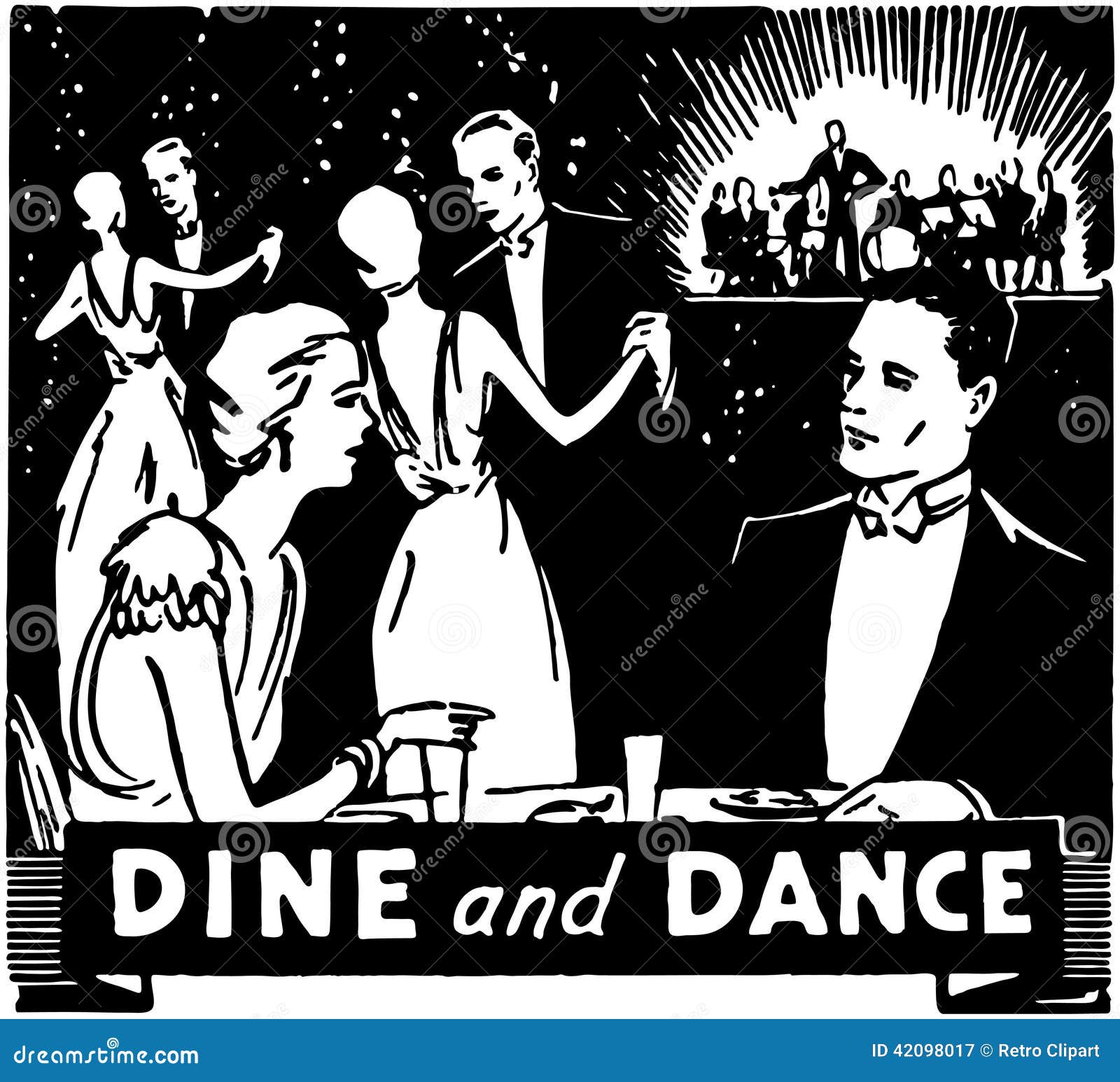 Dine and Dance stock vector. Illustration of relationships - 42098017