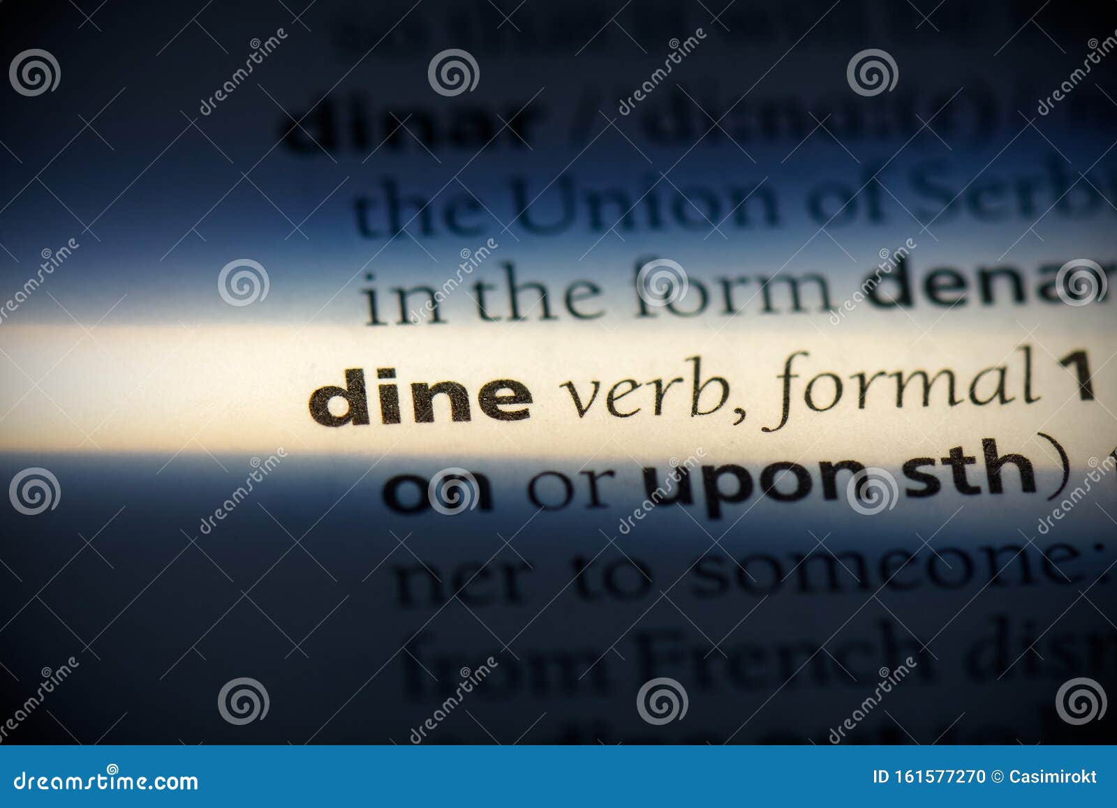 Dine stock photo. Image of definition, printed, thesaurus - 161577270