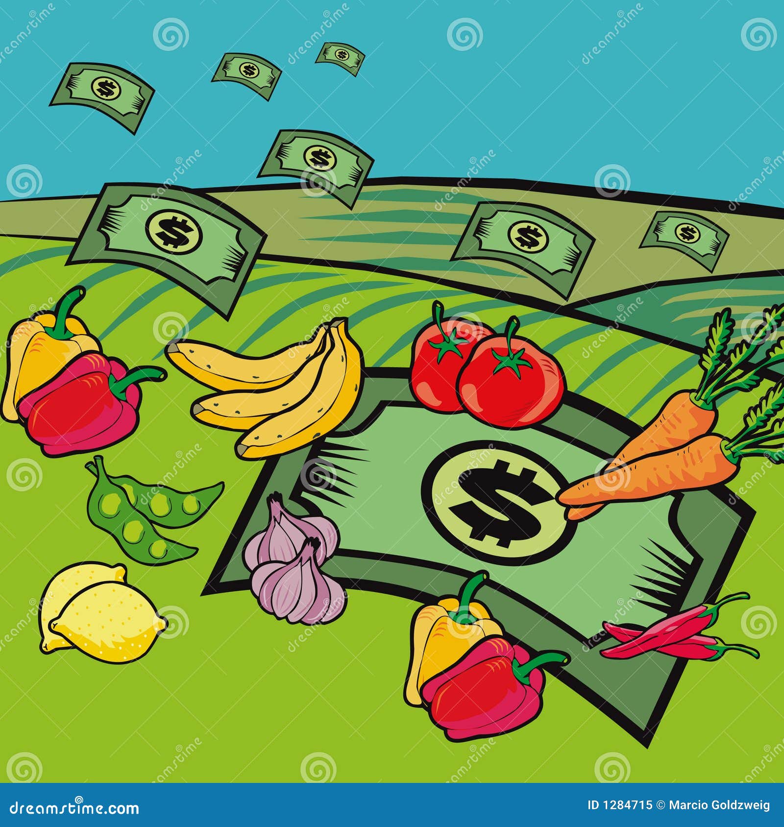 Dinero para la comida stock de ilustración. Ilustración de alimento ...