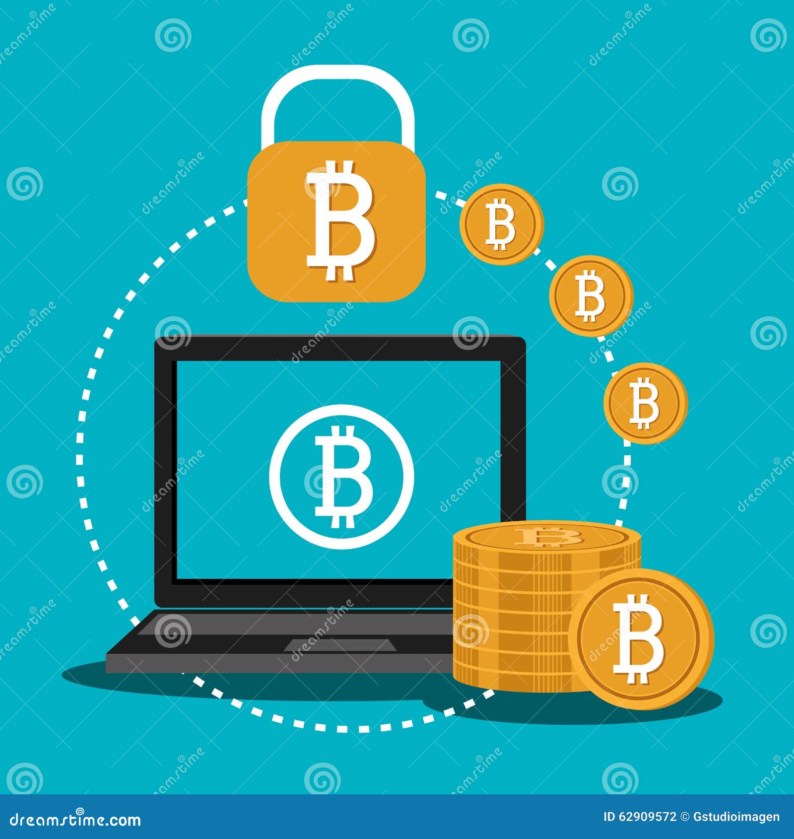 Dinero virtual de Bitcoin ilustración del vector. Ilustración de ...