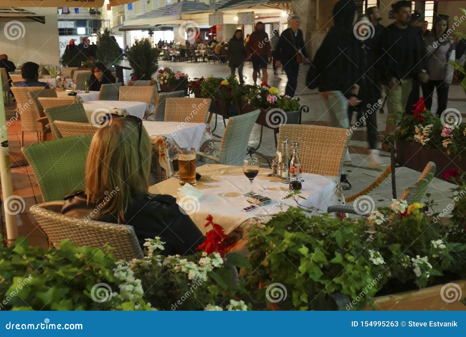 Diners at Restaurant on a Spring Evening Editorial Stock Photo - Image ...