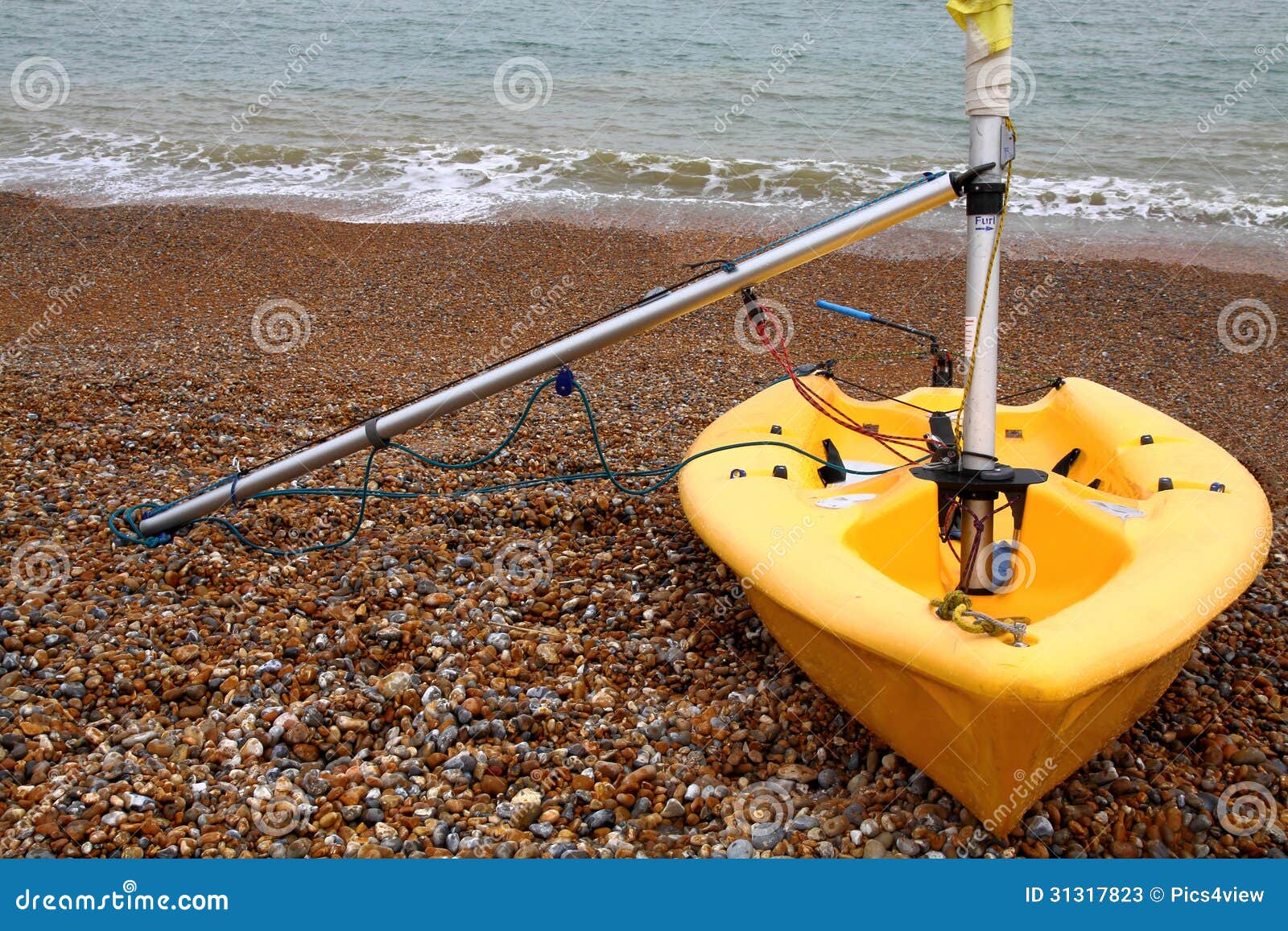 Dinghy in Dover stock image. Image of pebbles, boat, mast - 31317823