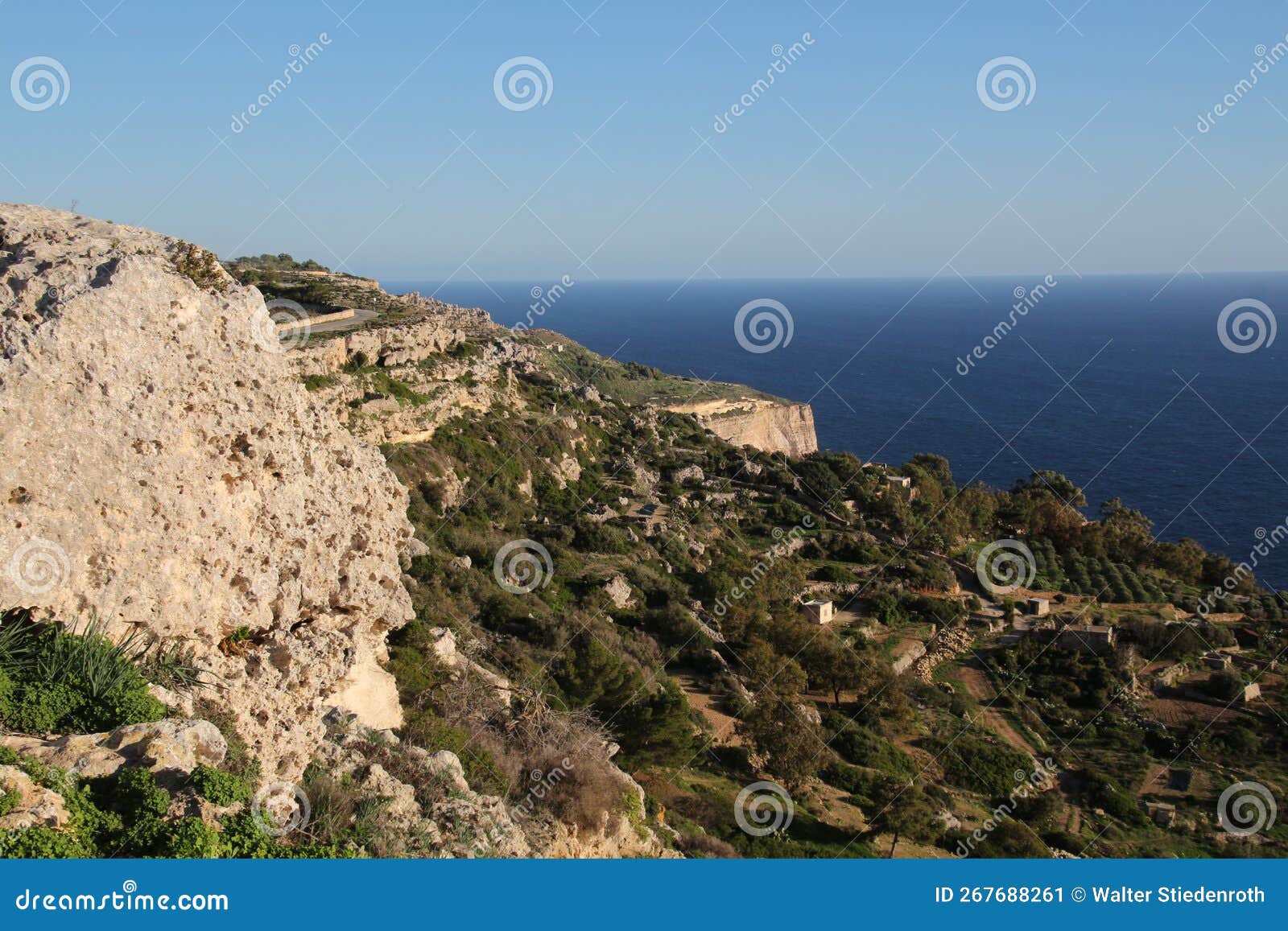 View of the Mediterranean Sea from the Dingli Cliffs, Malta Stock Image ...