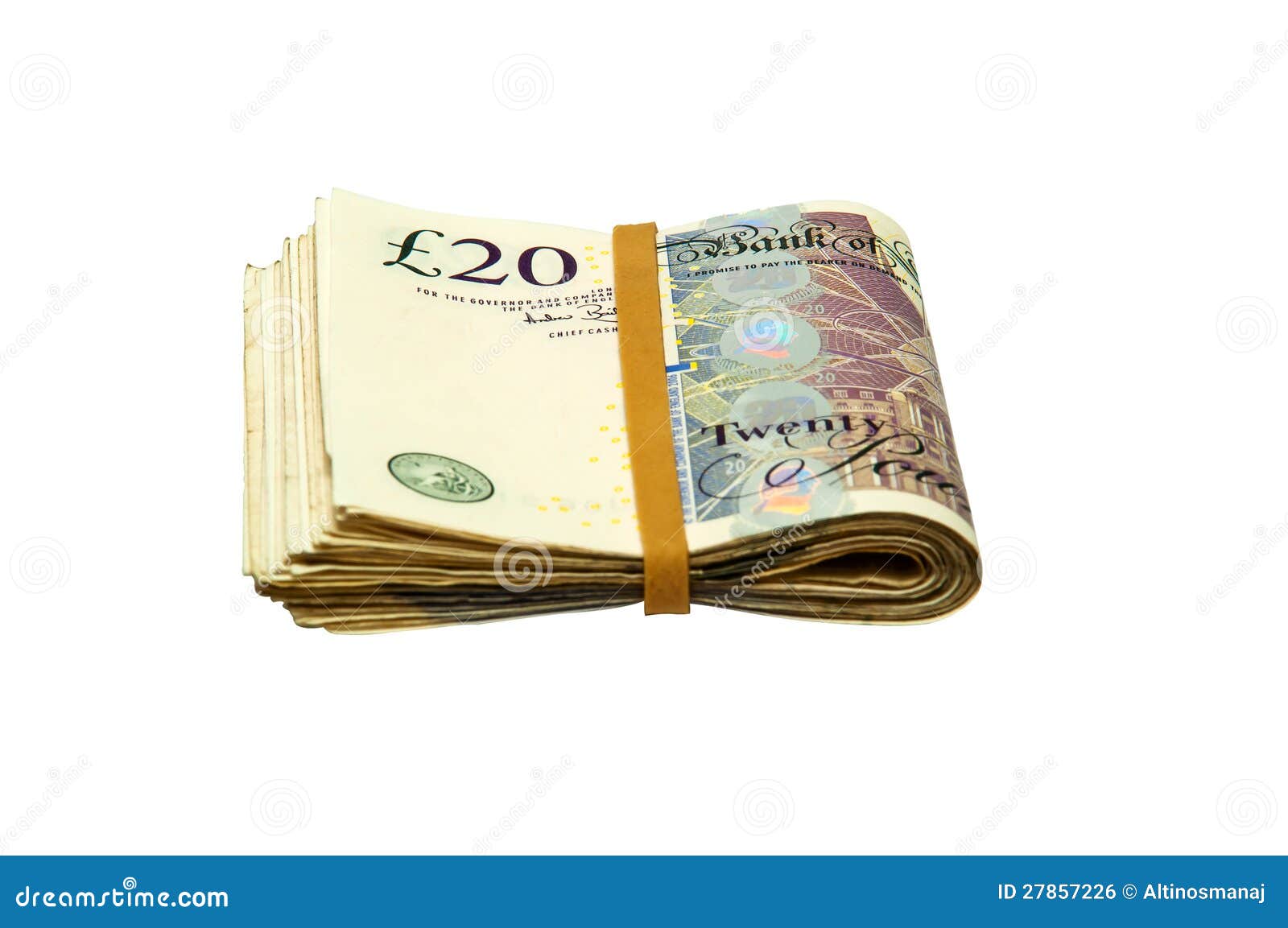 Dinheiro Dobrado - Notas De 20 Libras Foto Editorial - Imagem de ...