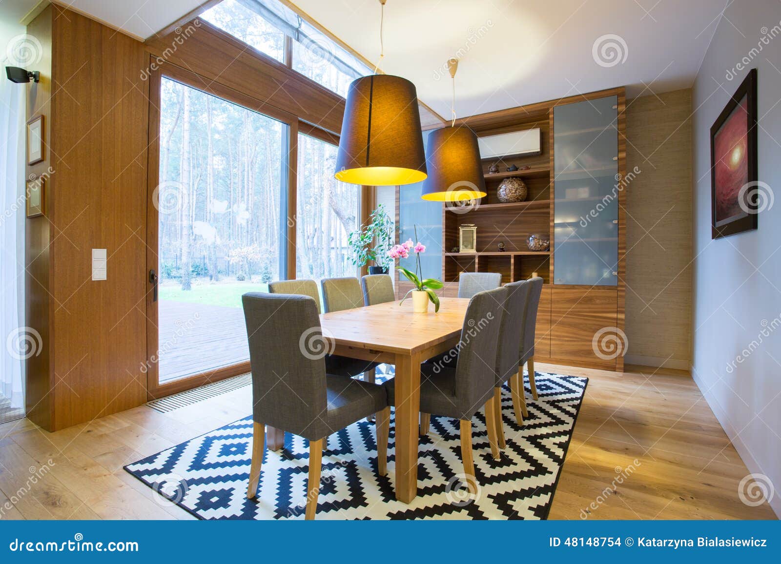 Dining Area Inside Modern House Stock Photo - Image of living ...