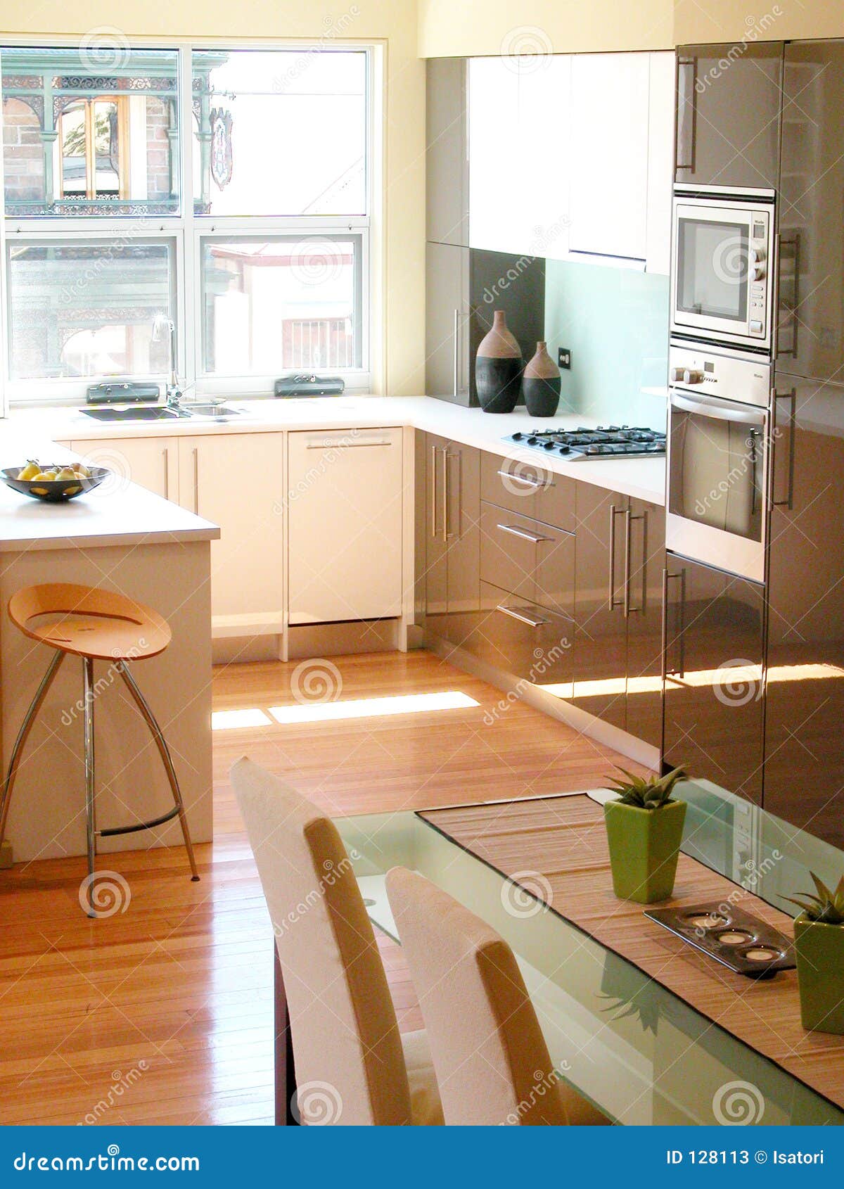 Dining area and kitchen stock image. Image of stove, boards - 128113
