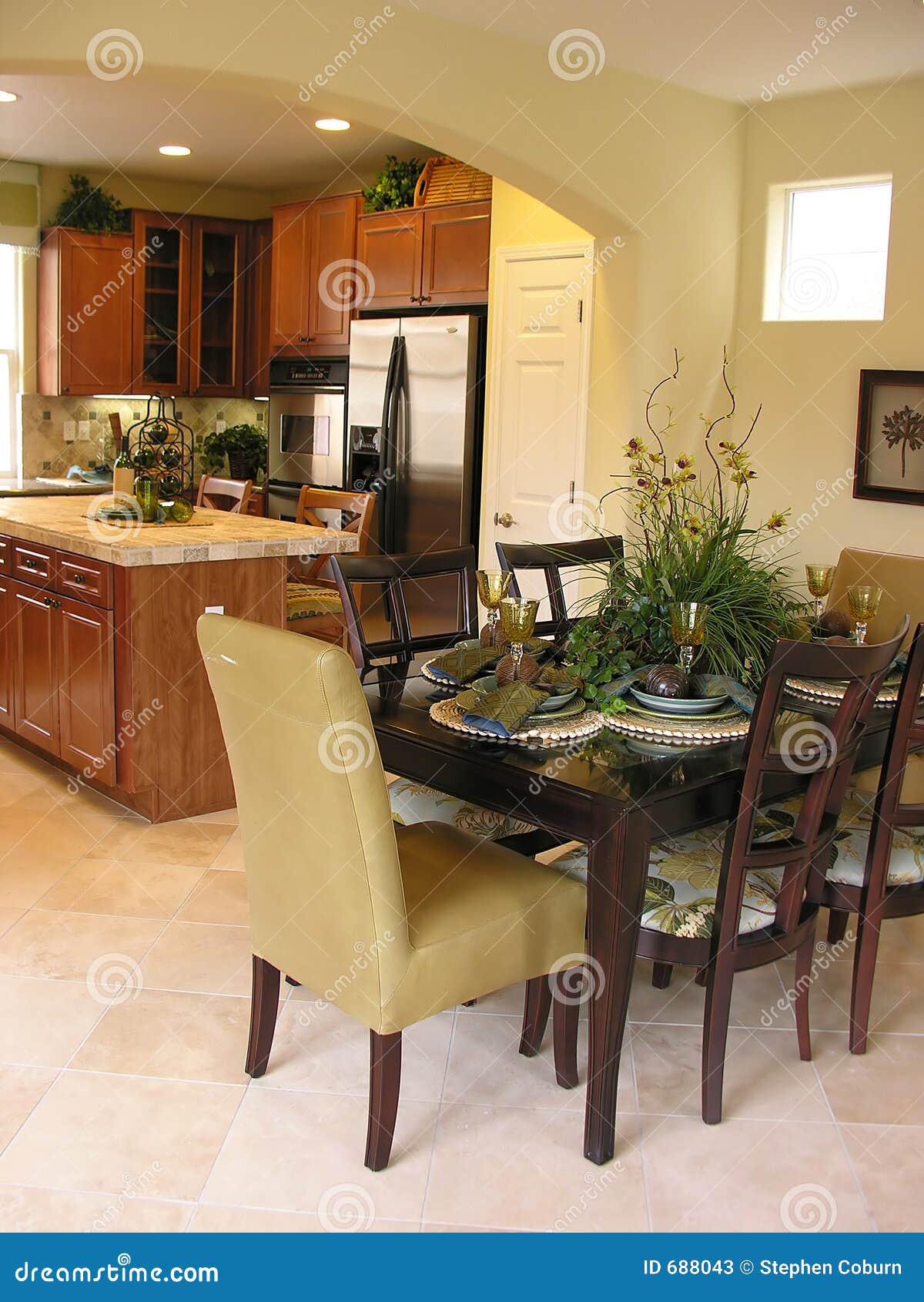Dining Area and Kitchen stock image. Image of drawer, floor - 688043