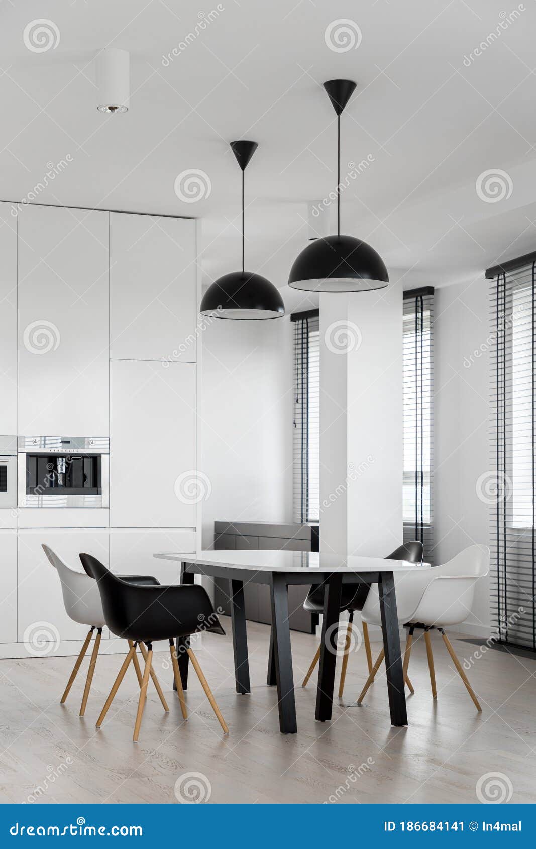 Dining Area with Many Windows Stock Image - Image of home, decor: 186684141