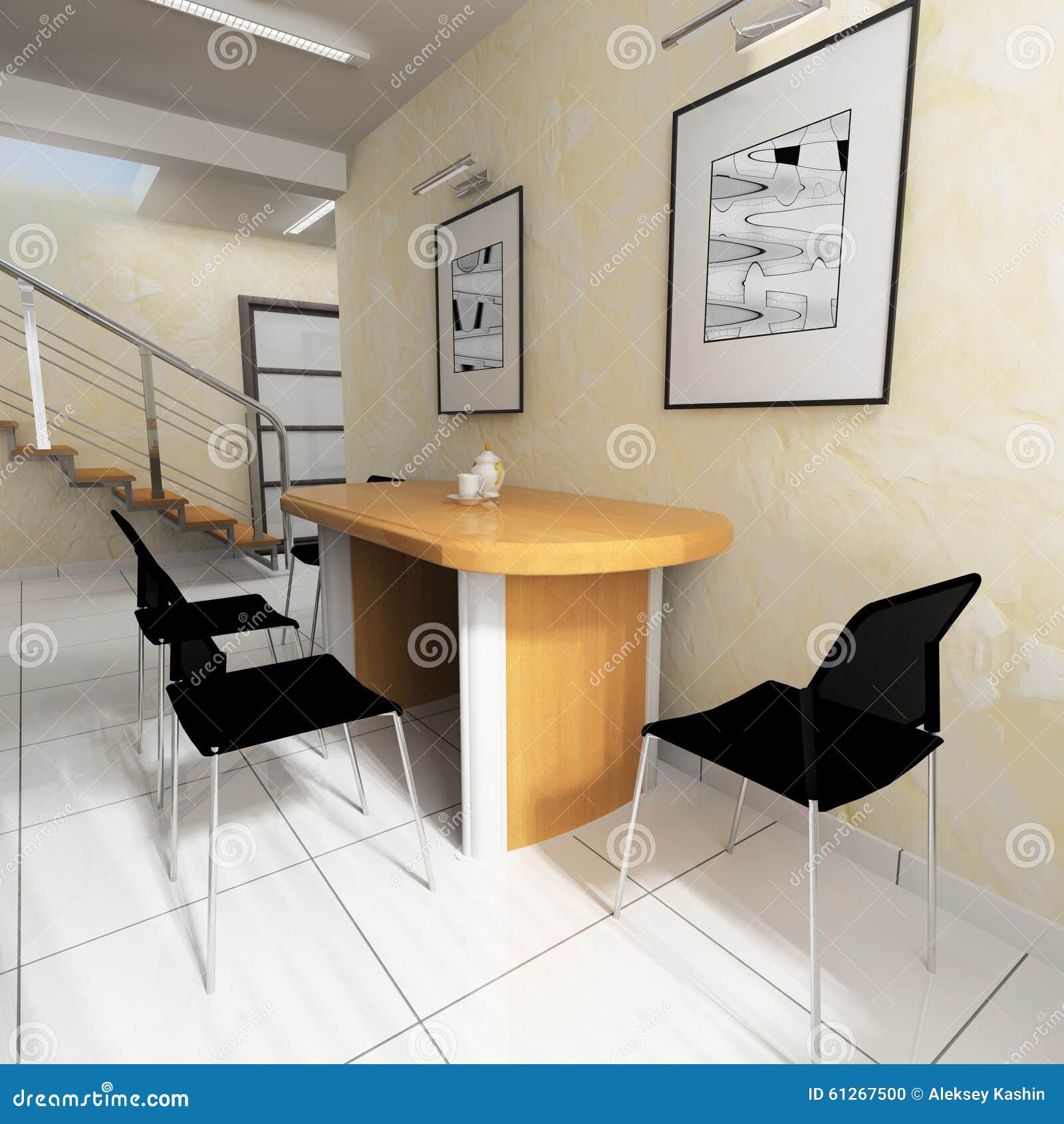 Dining Area in a Modern Office Stock Illustration - Illustration of ...