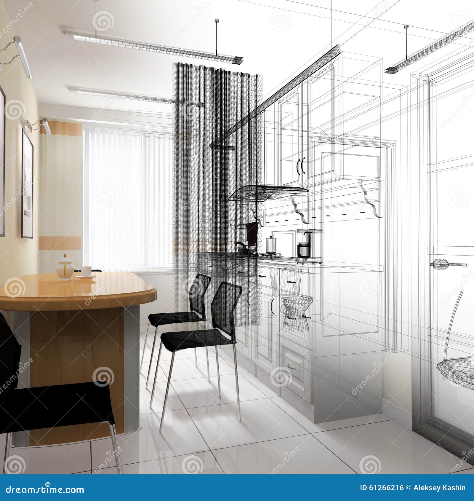 Dining Area in a Modern Office Stock Illustration - Illustration of ...