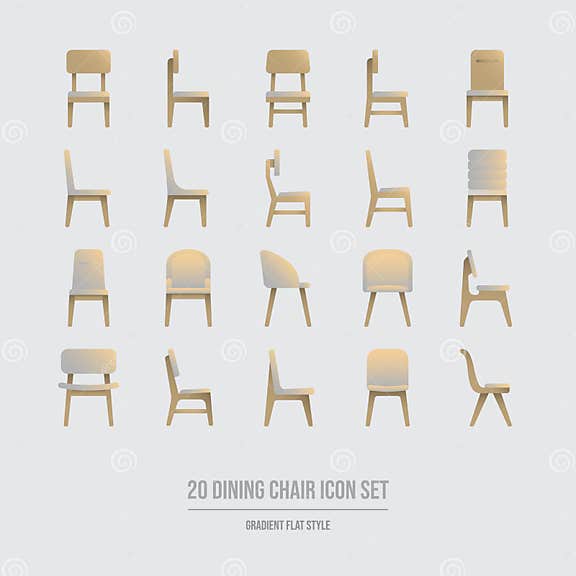 Dining Chair Icon Set in Flat Style Stock Vector - Illustration of ...