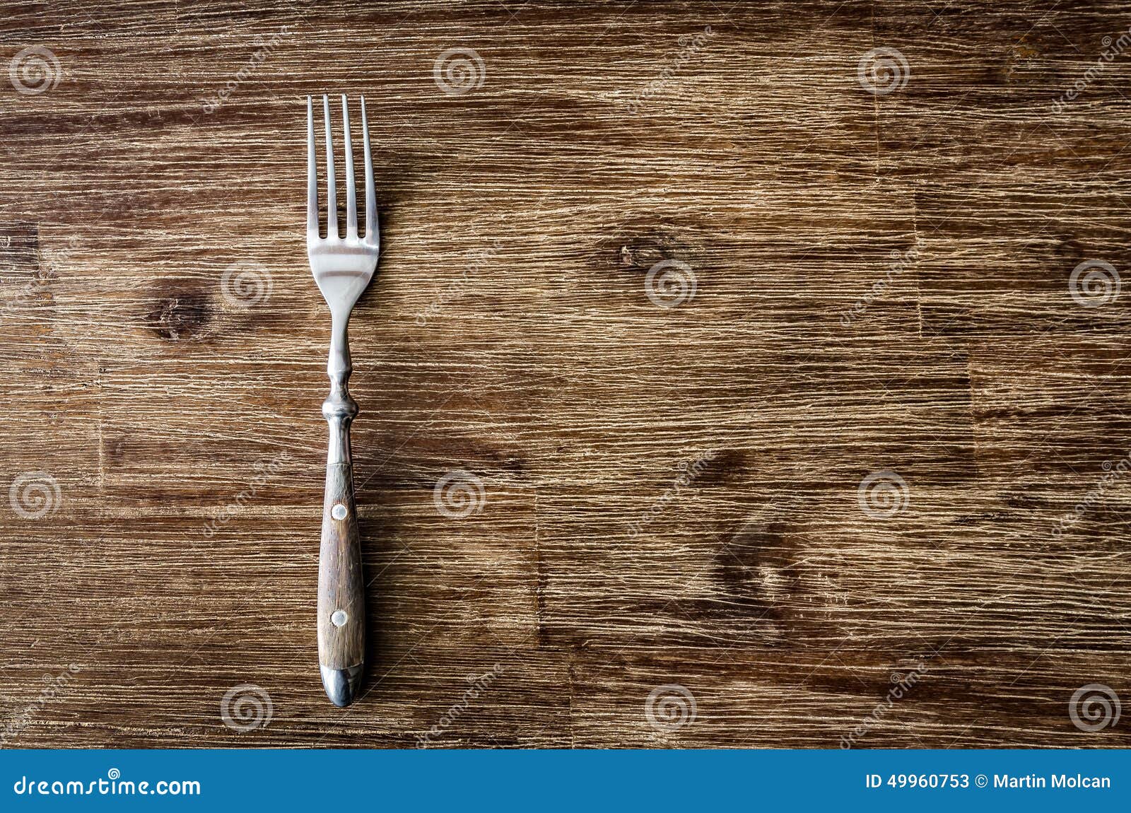 Dining Fork on Vintage Wooden Table Stock Image - Image of lunch ...