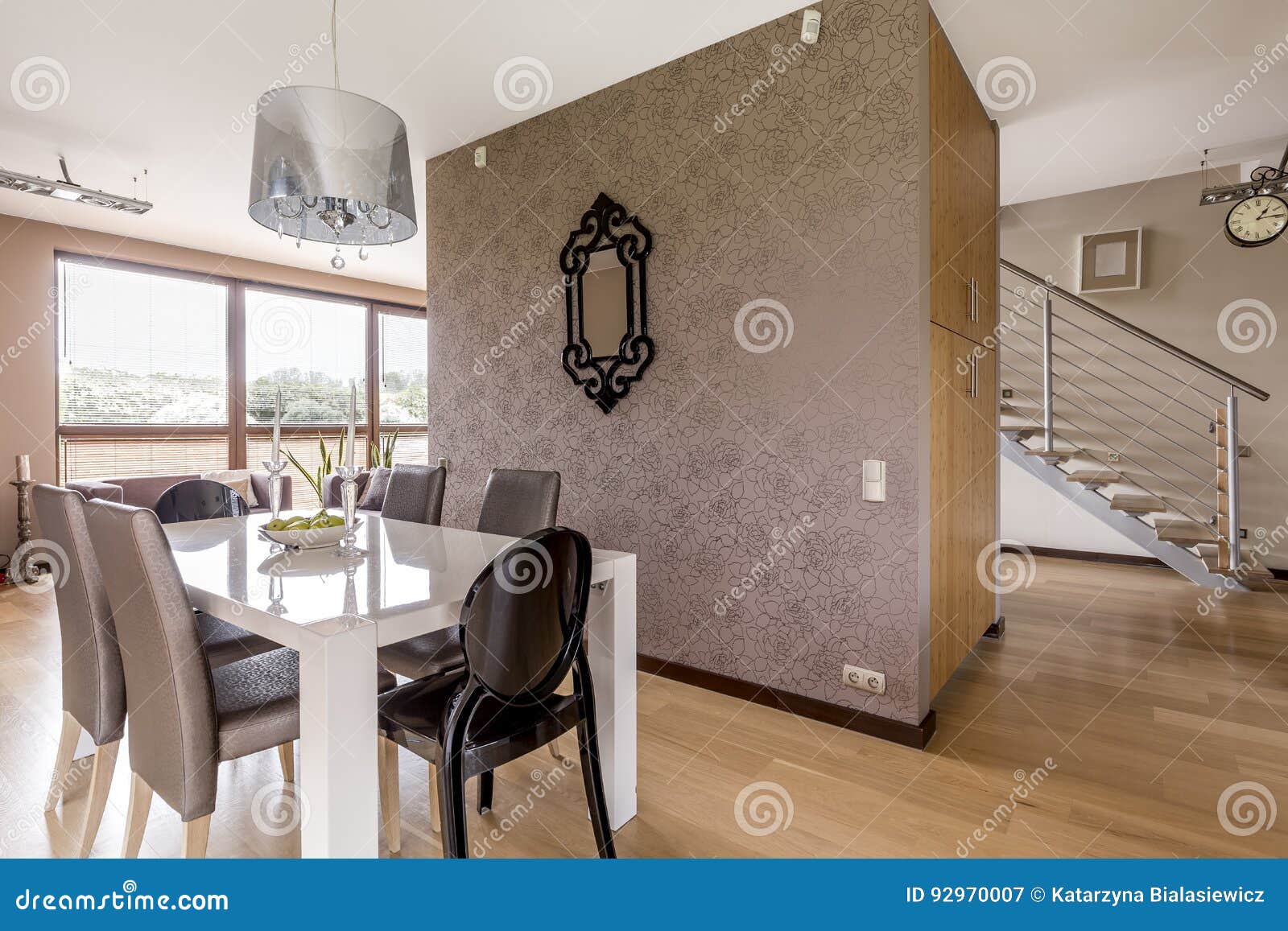 Dining Hall with Stylish Table Stock Image - Image of corridor, dining ...