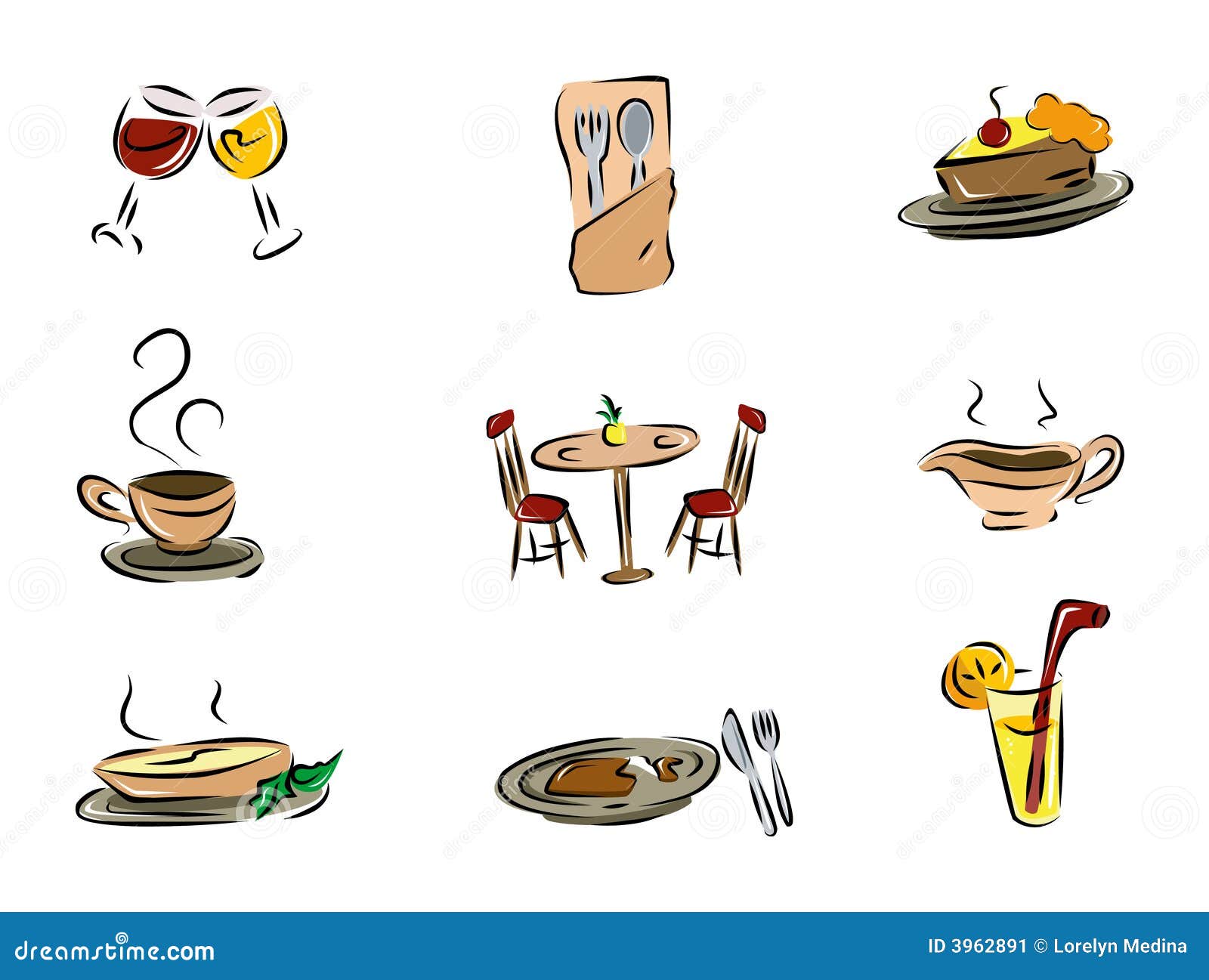 Dining Icons stock illustration. Illustration of clip - 3962891