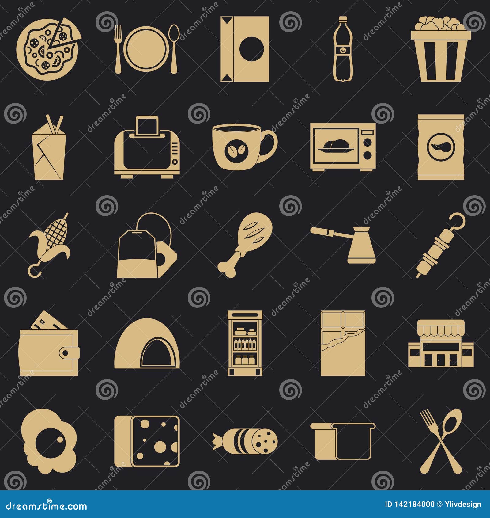 Dining Icons Set, Simple Style Stock Vector - Illustration of breakfast ...