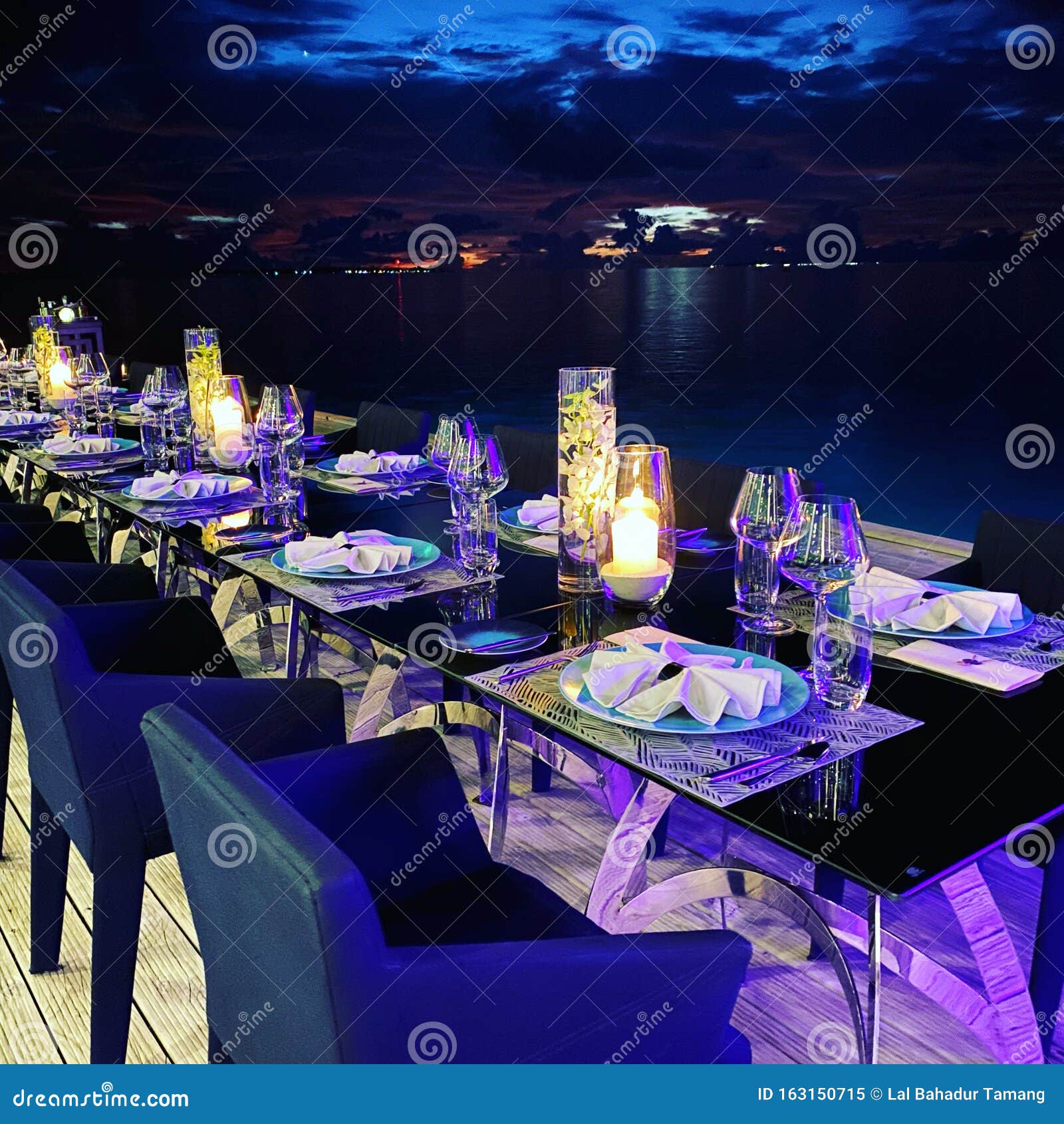 Dining Place at Night Mode . Stock Image - Image of mode, night: 163150715
