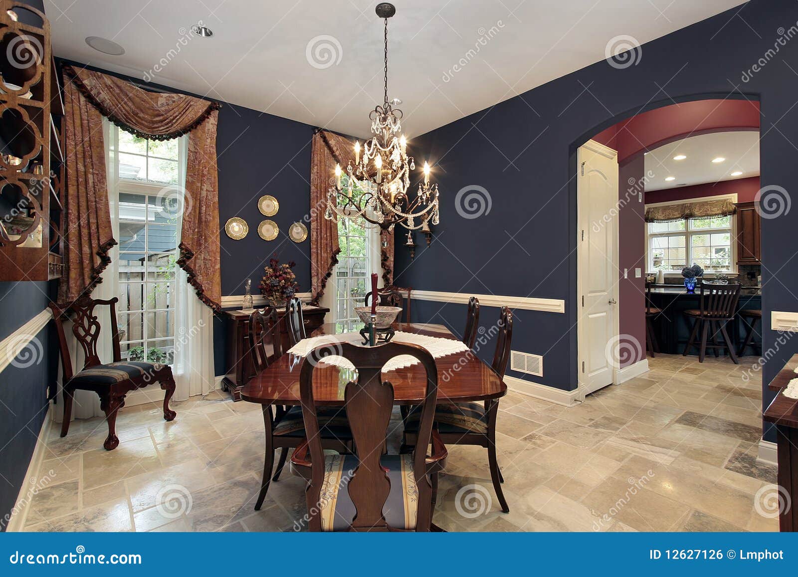 Dining Room with Arch Entry Stock Photo - Image of chair, dining: 12627126