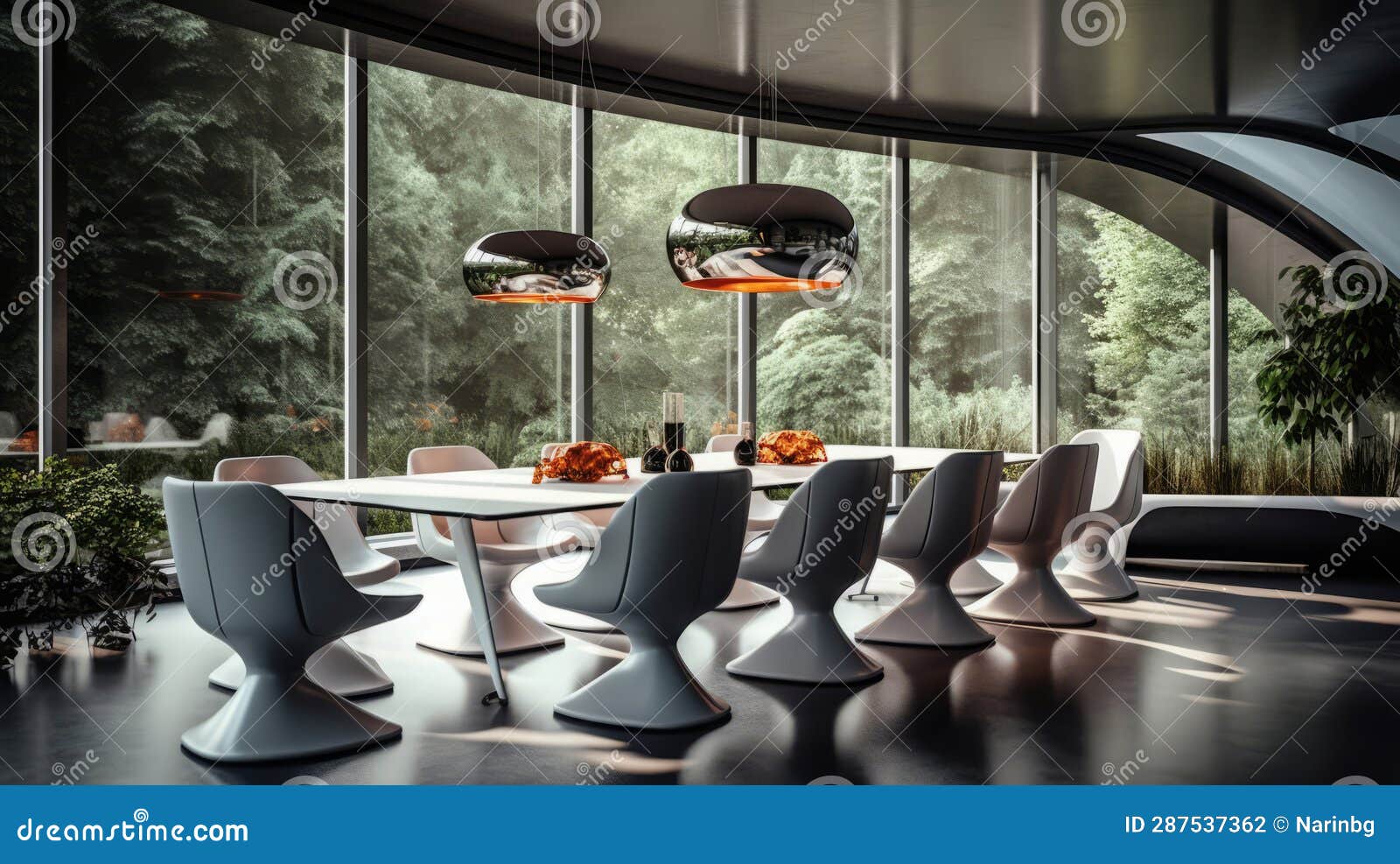 Dining Room of a Beautiful Futuristic Design. AI Generated Stock ...