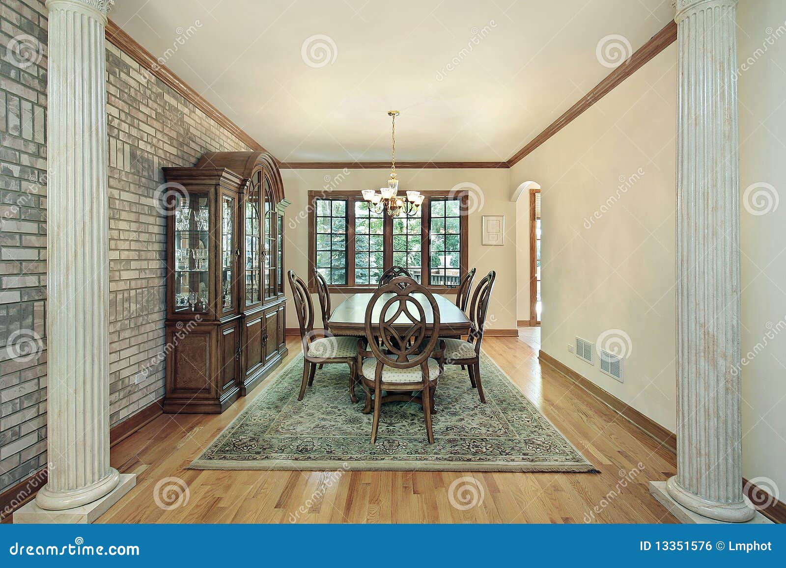Dining room with columns stock photo. Image of design - 13351576
