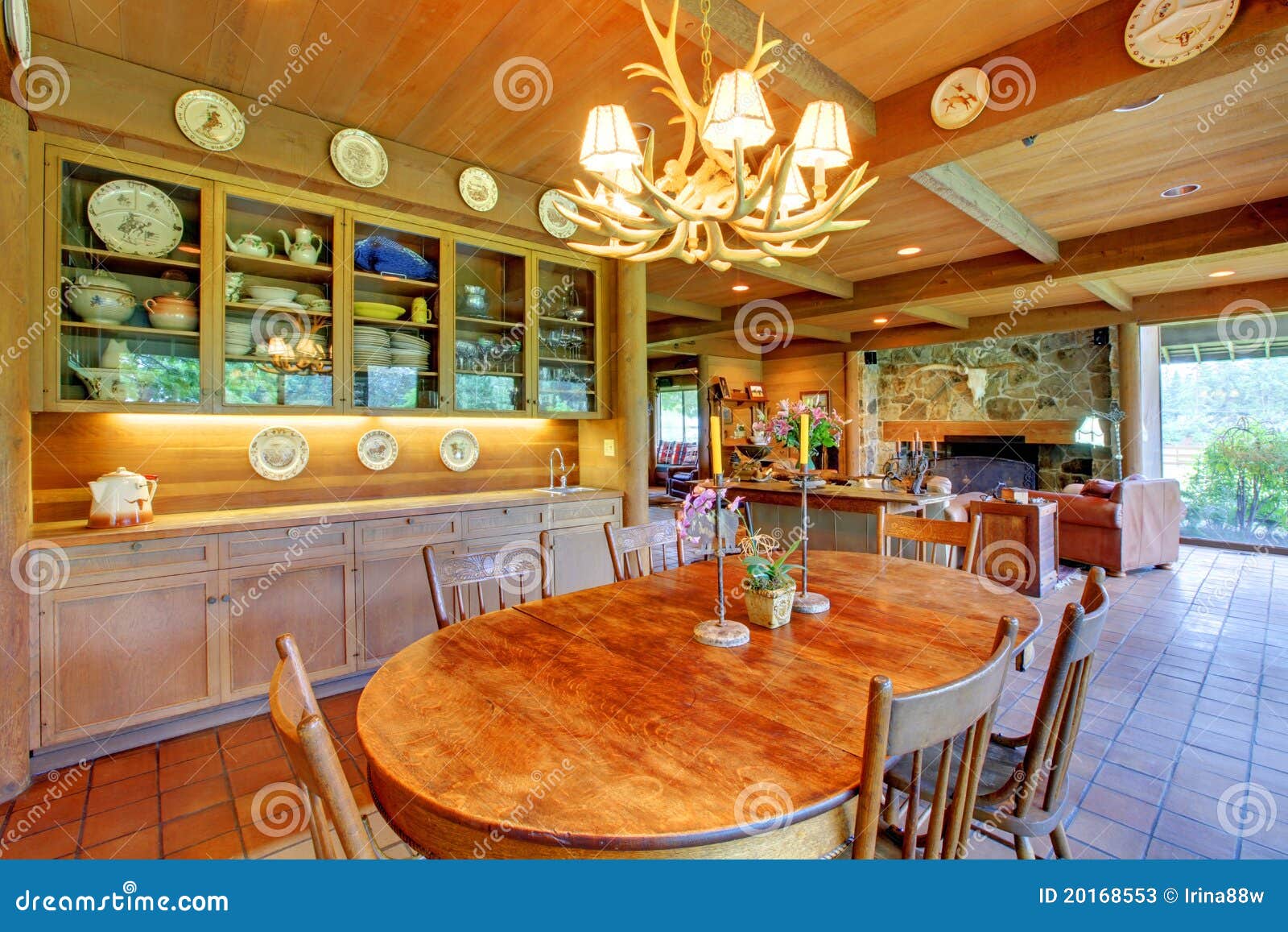 Dining Room with a Cowboy Horse Ranch. Stock Image - Image of furnished ...