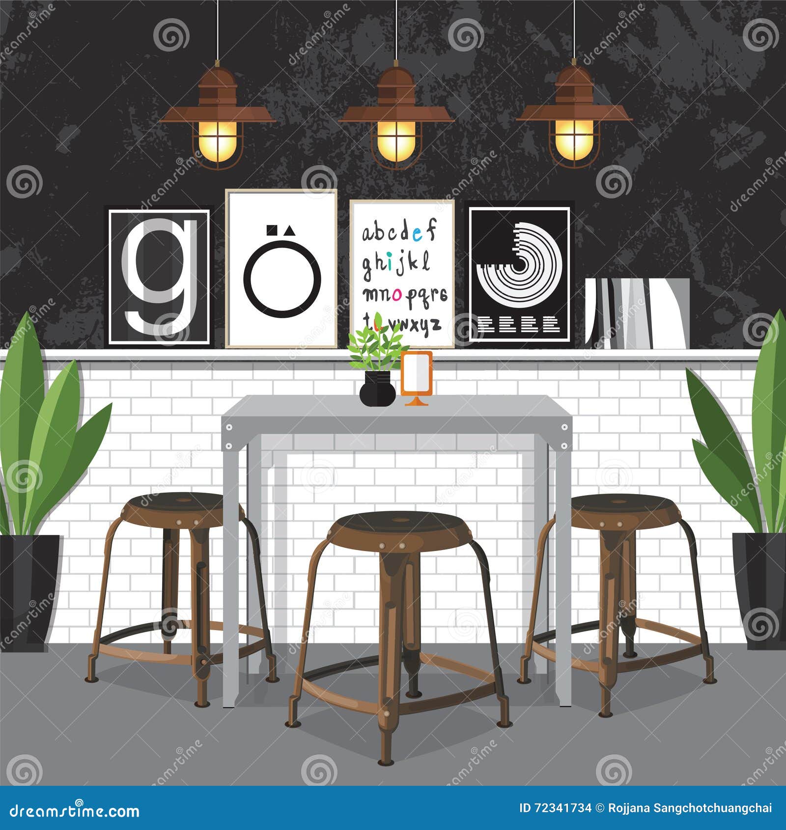 Dining Room Decorating stock vector. Illustration of decoration - 72341734