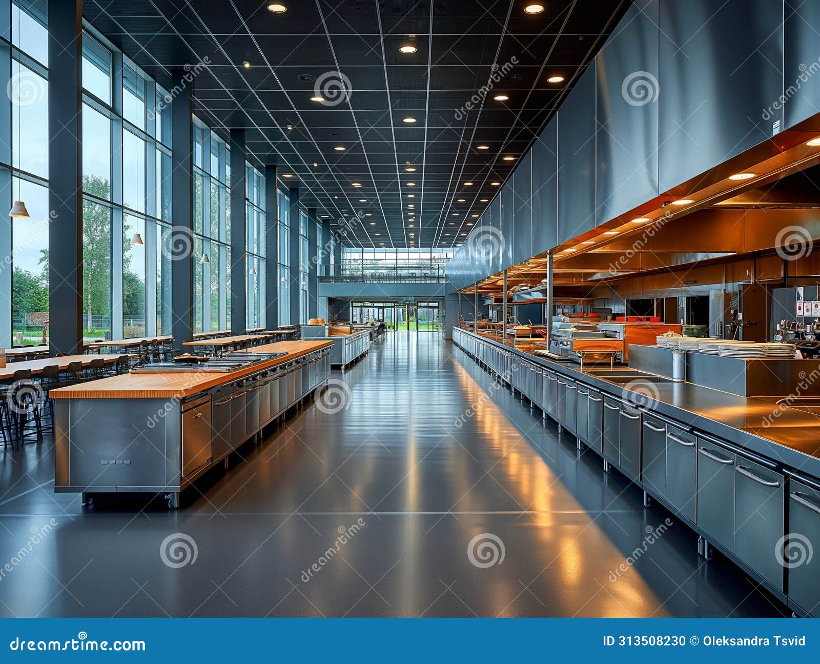 Dining Room in the Factory, Large Dining Room in a Modern Production ...