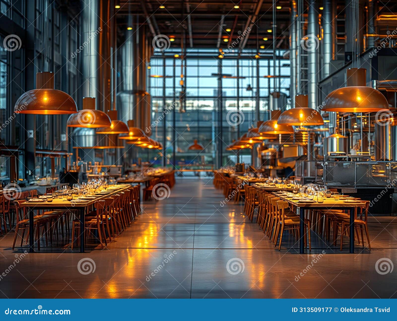 Dining Room in the Factory, Large Dining Room in a Modern Production ...