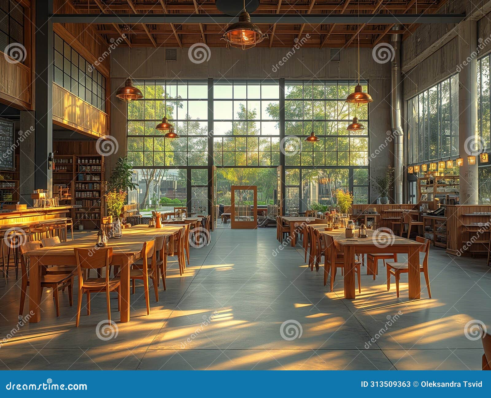 Dining Room in the Factory, Large Dining Room in a Modern Production ...