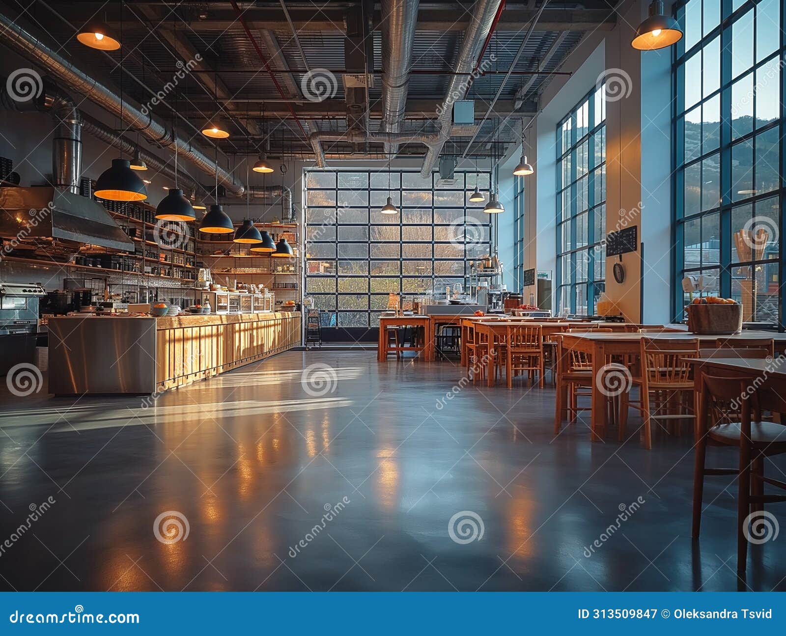 Dining Room in the Factory, Large Dining Room in a Modern Production ...