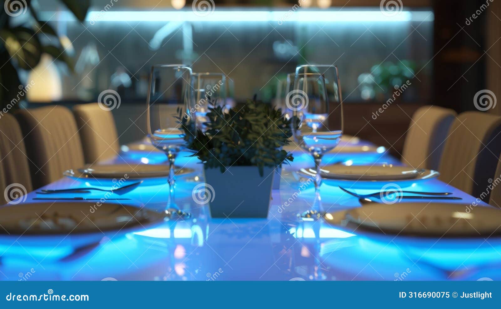 A Dining Room Featuring an Interactive Dining Table that Displays ...