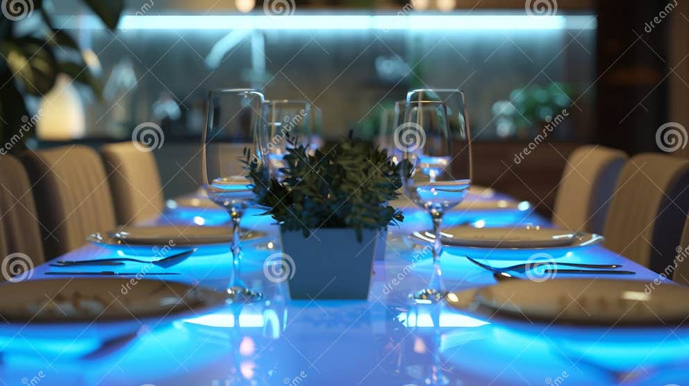 A Dining Room Featuring an Interactive Dining Table that Displays ...