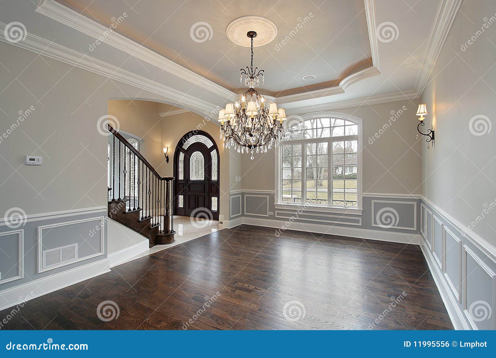 Dining Room with Foyer View Stock Photo - Image of chair, design: 11995556