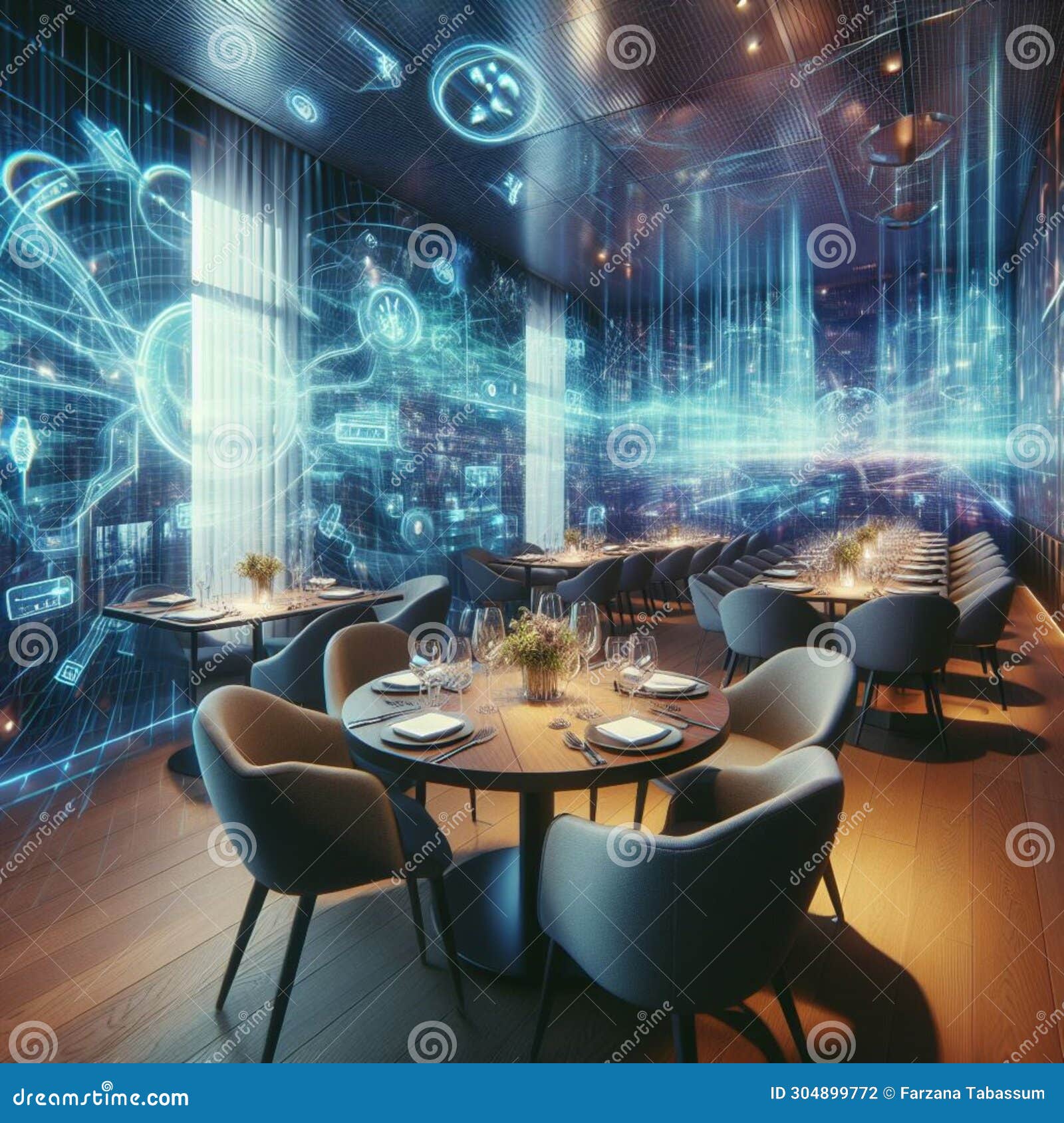 Smart Futuristic Dining Room with Holographic Projection Mapping on the ...